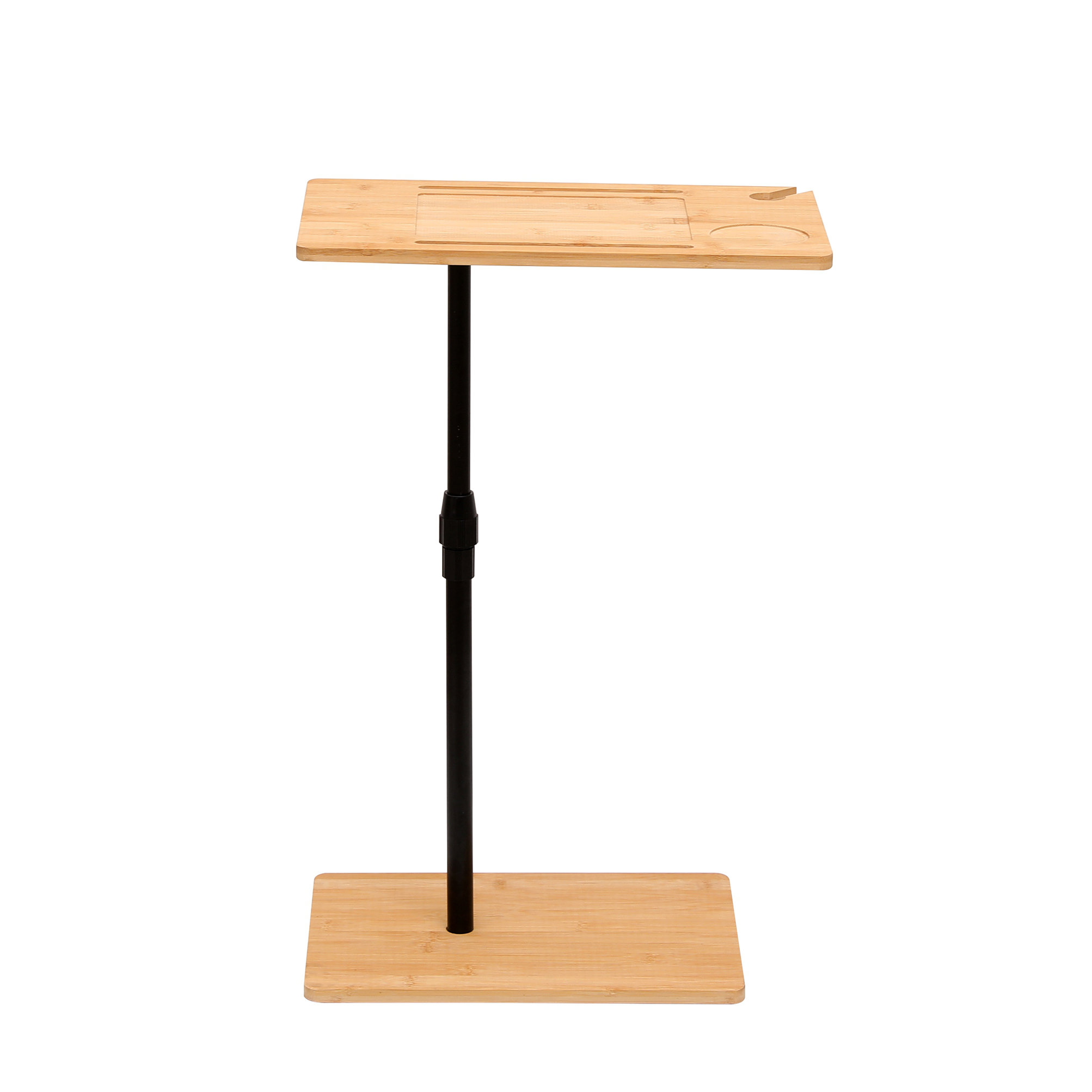 Ebern Designs Bamboo Couch Tray Table Height Adjustable C-Shaped End ...