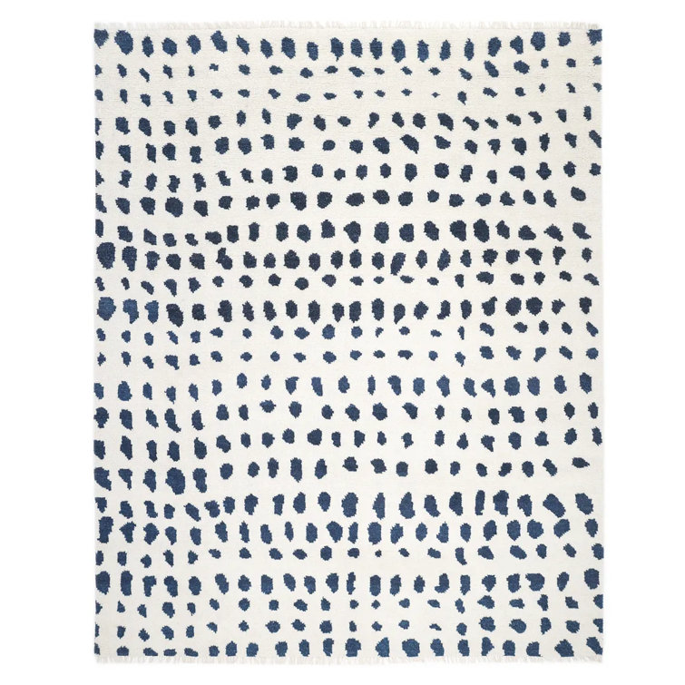 Latitude Run® Irmgard Polka Dots Hand-Knotted Wool/Cotton Ivory Area ...