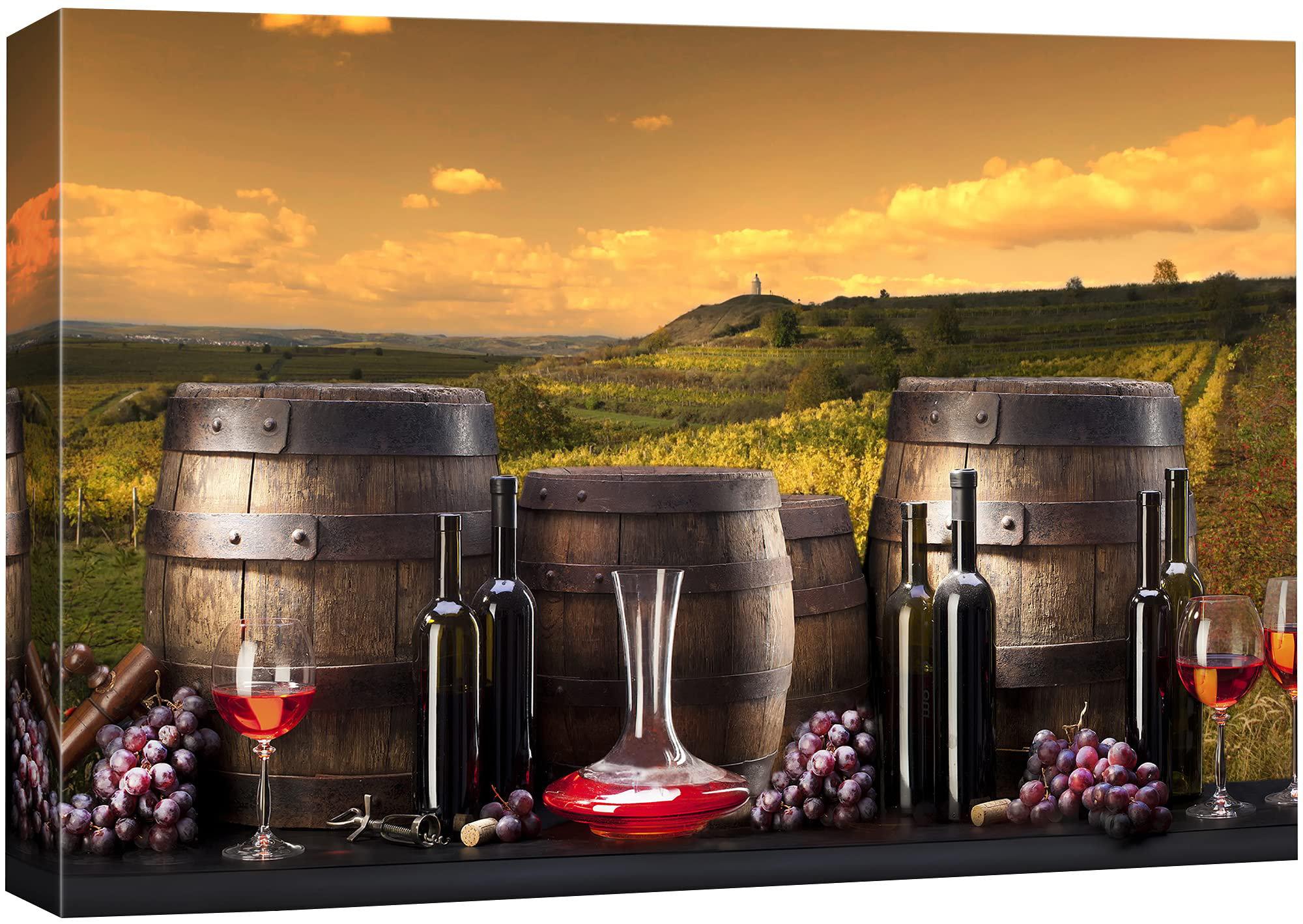 IDEA4WALL Rustic Bevera " Red Wine With Barrels In The Countryside ...