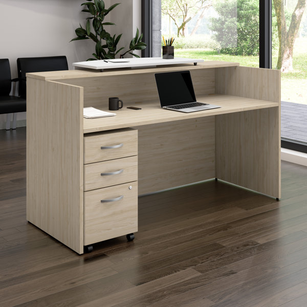 Bush Business Furniture Arrive 72W x 30D Reception Desk with 3 Drw Mbl ...