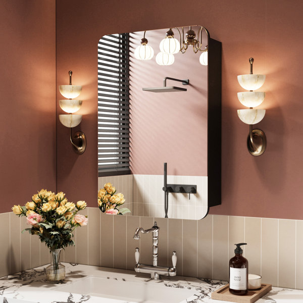 Ebern Designs Recessed Or Surface Mounted Flippable Mirror Medicine ...
