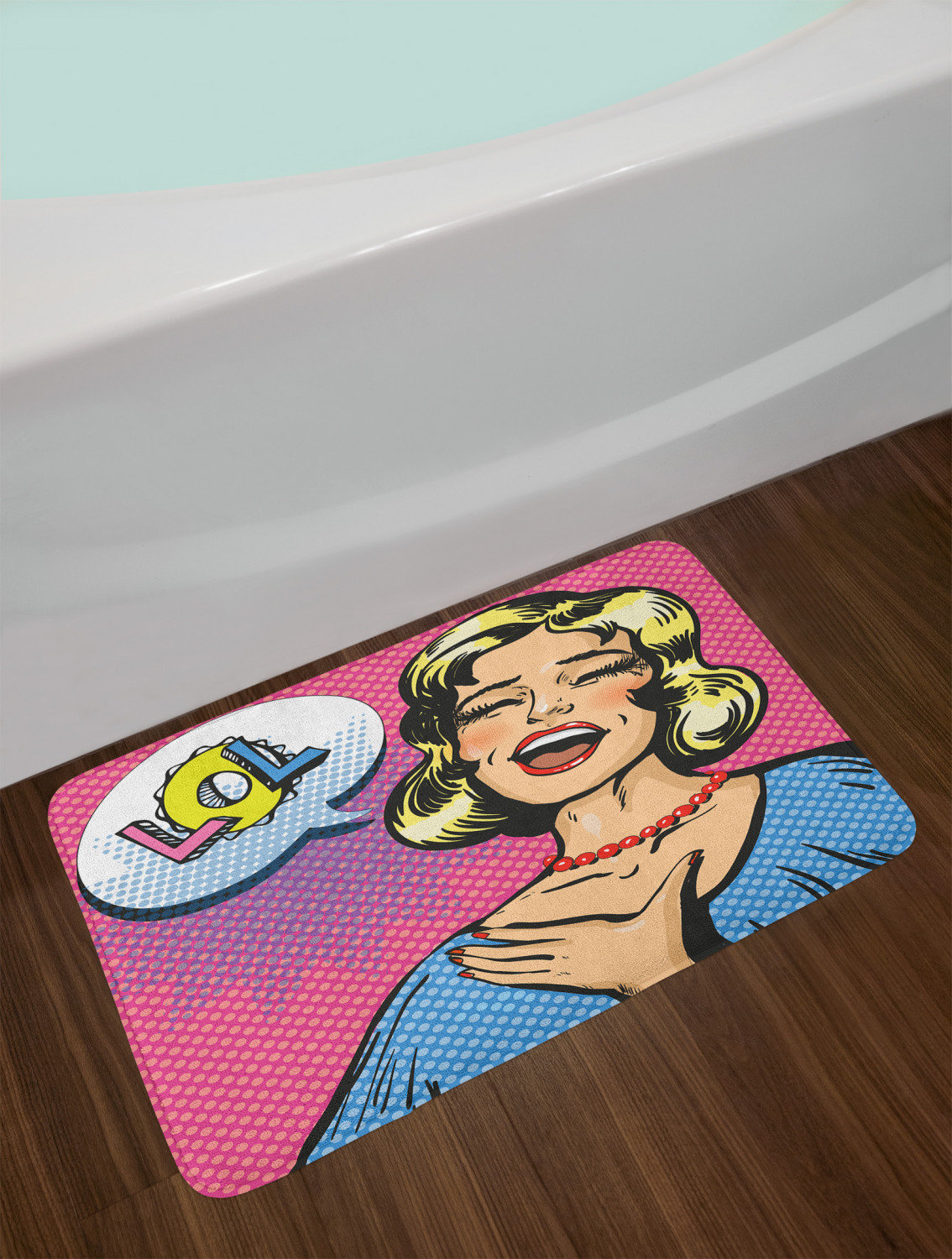 East Urban Home Laughing Out Loud Woman with Closed Eyes Bath Rug | Wayfair