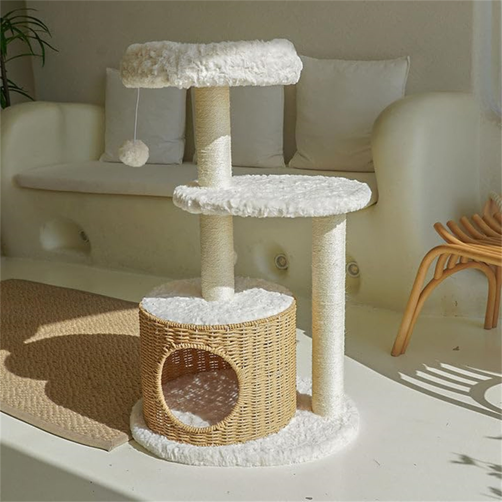 Tucker Murphy Pet™ Rattan Weaving Cat Tree Tower Condo With Scratching ...
