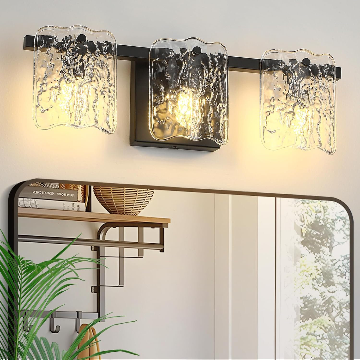 BEAUTY DEPOT 3-Light Bathroom Vanity Light Fixture, Black Modern Wall ...
