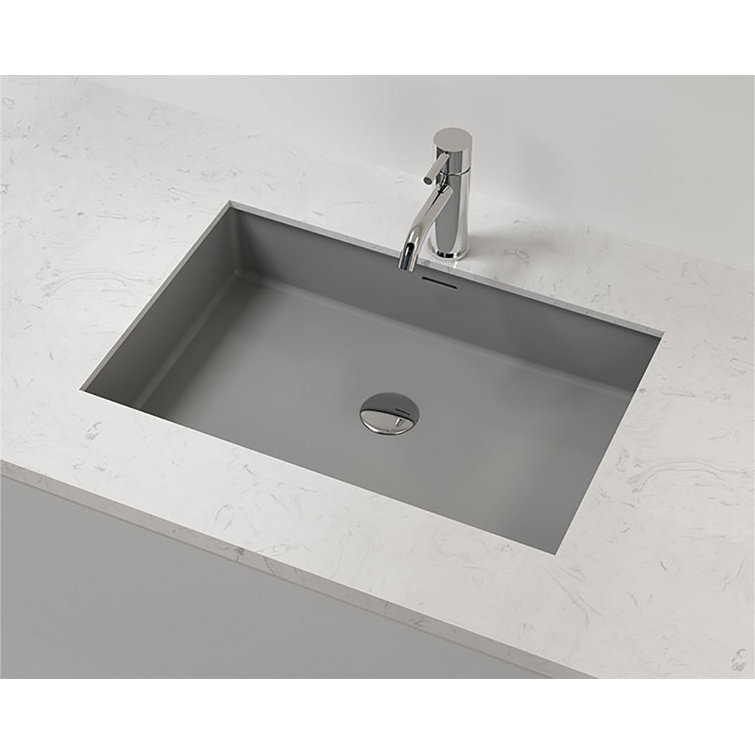 Badeloft 16.3'' Polymarble Rectangular Bathroom Sink with Overflow ...