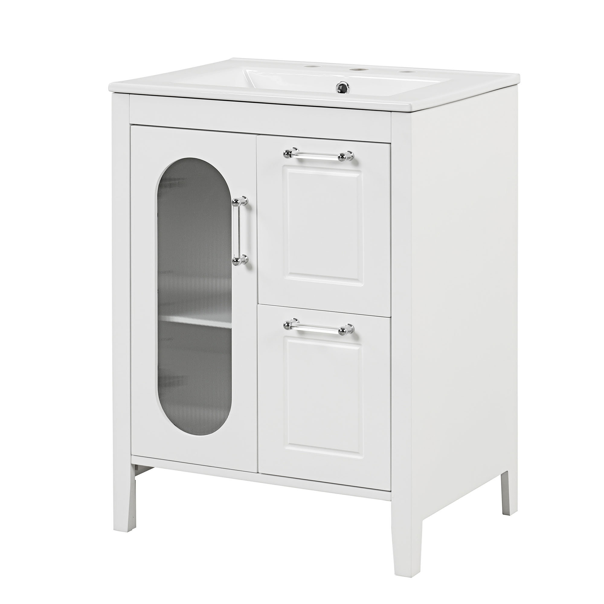 Winston Porter Meuble Lavabo Simple Autoportant 24 Po Avec Plateau En
