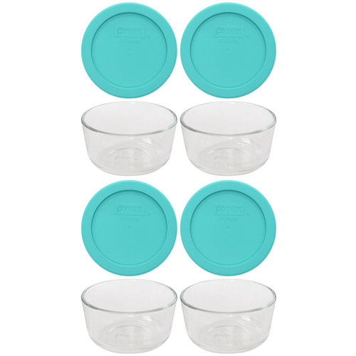 Pyrex (4) 7202 1-Cup Glass Bowls & (4) 7202-PC 1-Cup Lids | Wayfair