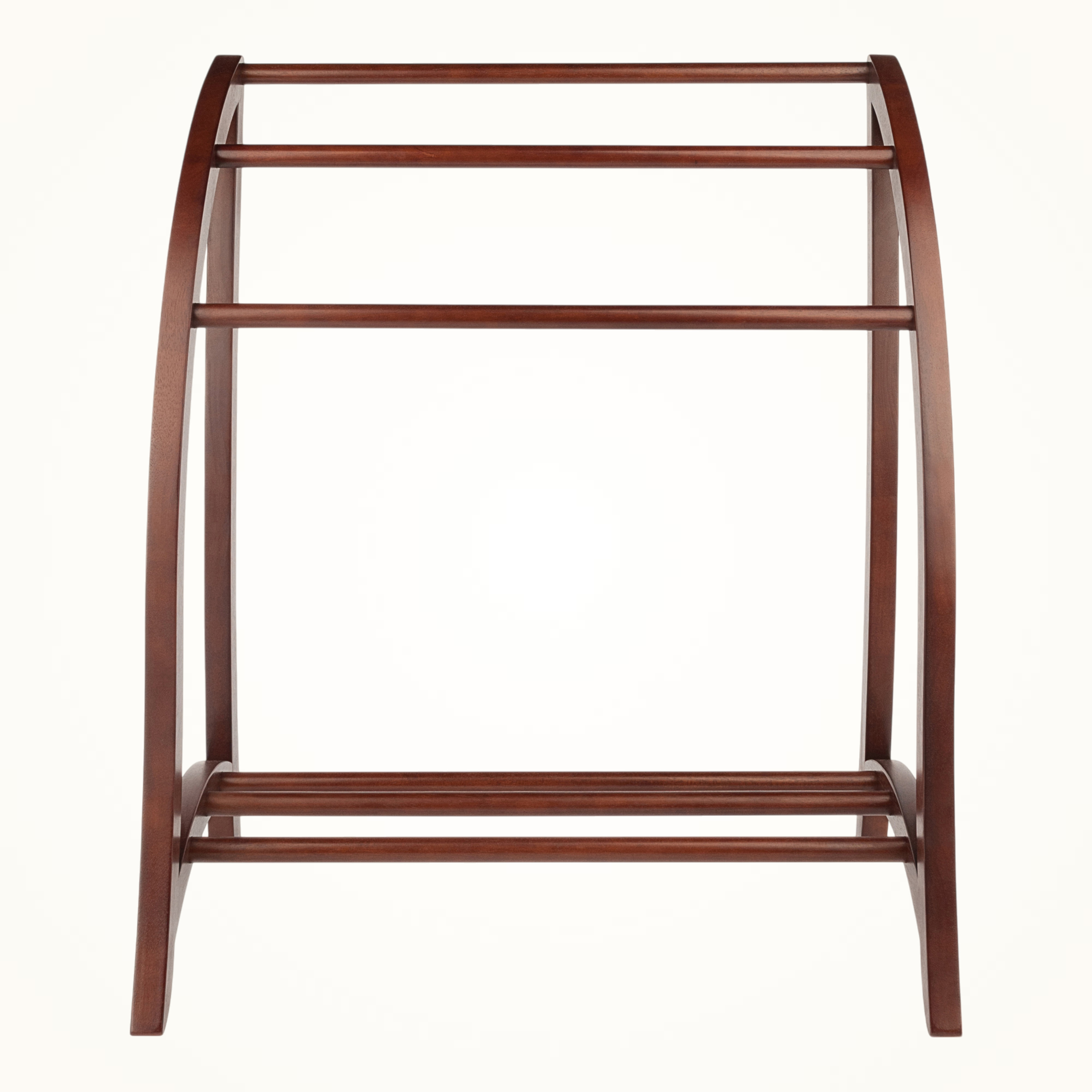 Lark Manor™ The Keegan 3-Rod Blanket Rack comes in walnut | Wayfair