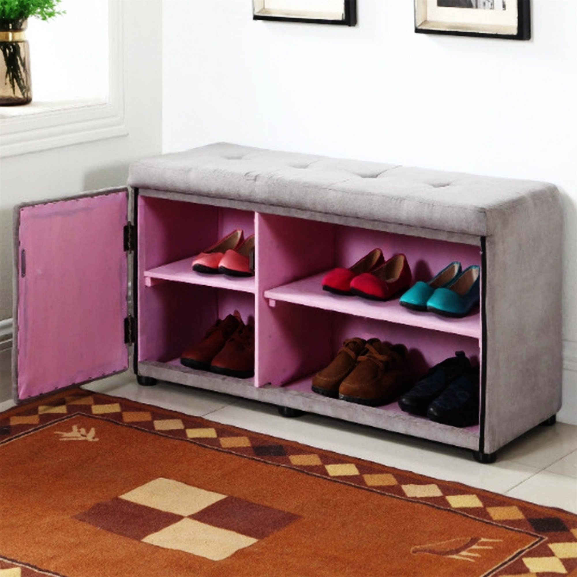 George Oliver 18" Tall Storage Ottoman With Shoe Compartment | Wayfair