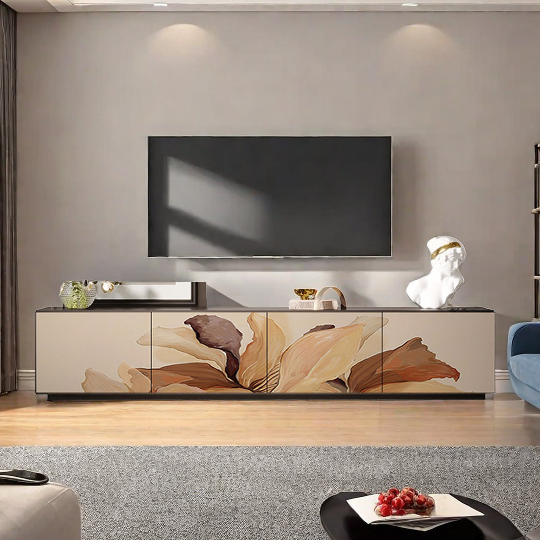 Aurora Craft Ash Wood TV Stand With Enclosed Bottom Design 86.61'' W ...