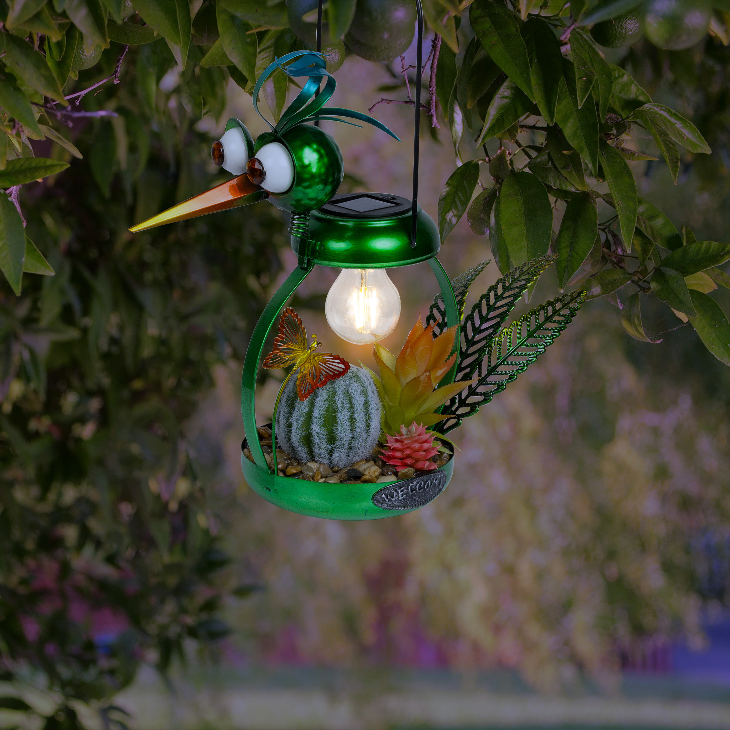 Red Barrel Studio® 16"H Solar Metal Heron with Enclosed LED Lights ...