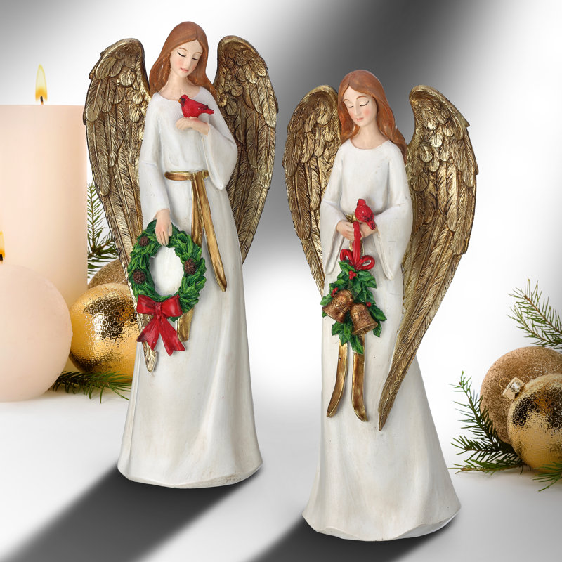 Regency International 2 Piece Angel with Cardinal Wreath and Bells Set ...