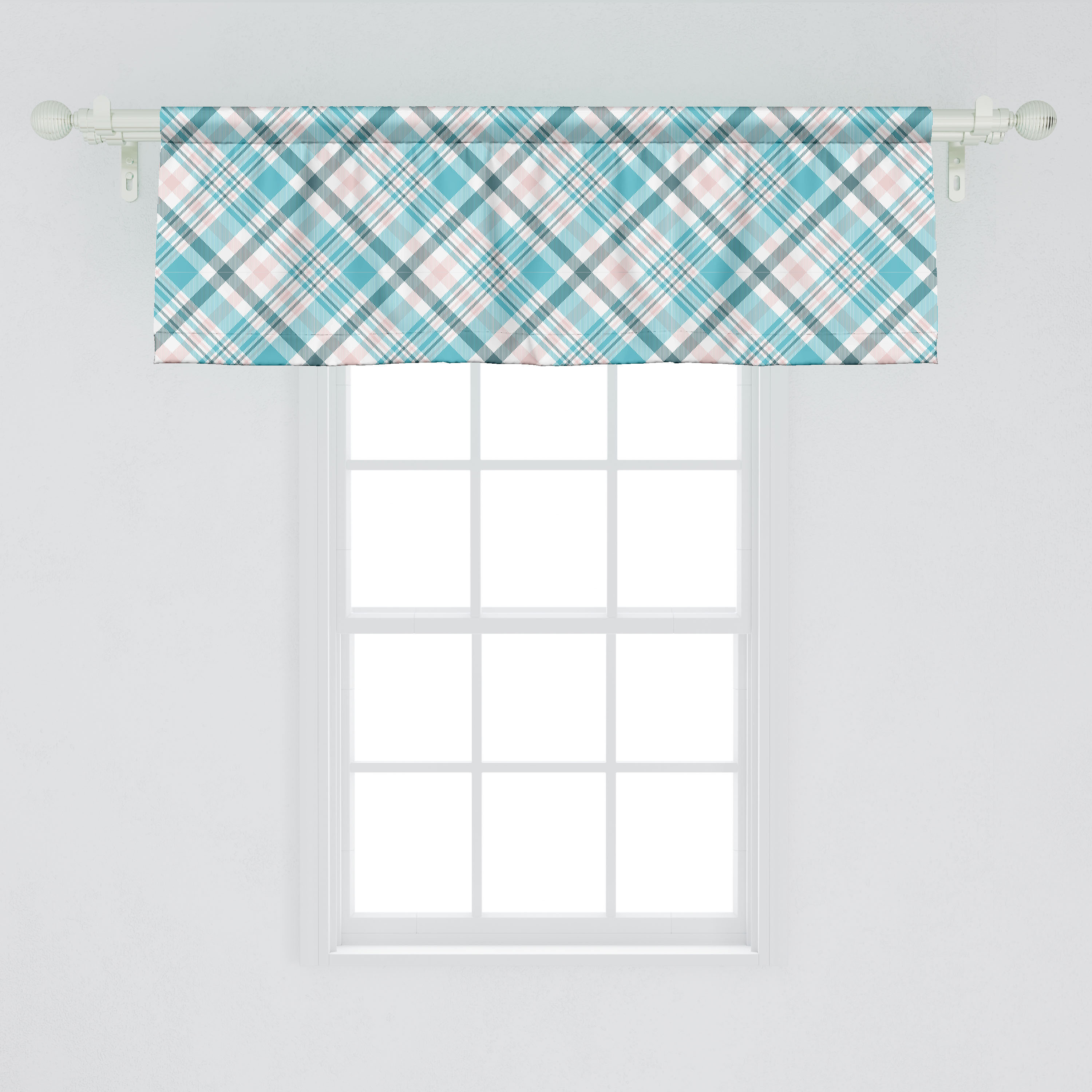 Ambesonne Tartan Valance Pack of 2 Flannel Motif in Plaid Style Blush ...