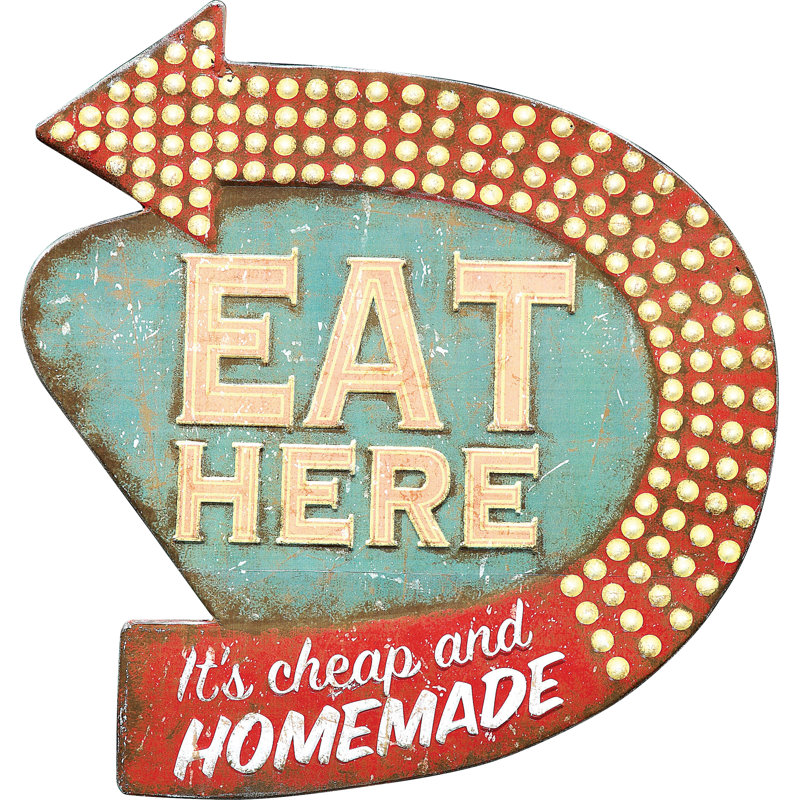 George Oliver Metal "Eat Here" Retro Wall Decor & Reviews | Wayfair