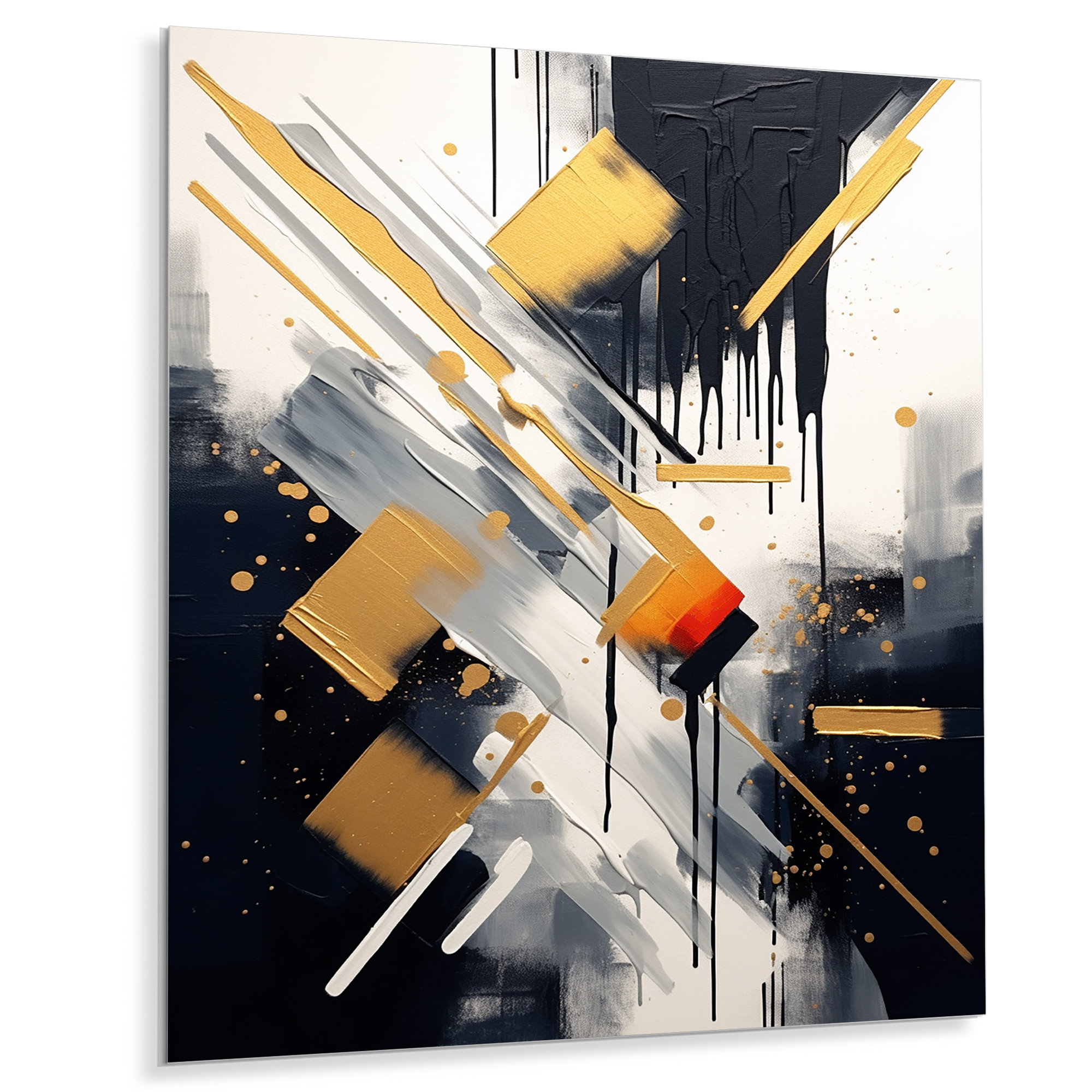 Latitude Run® Gold And Black Abstract Angles III - Cubism Metal Wall ...