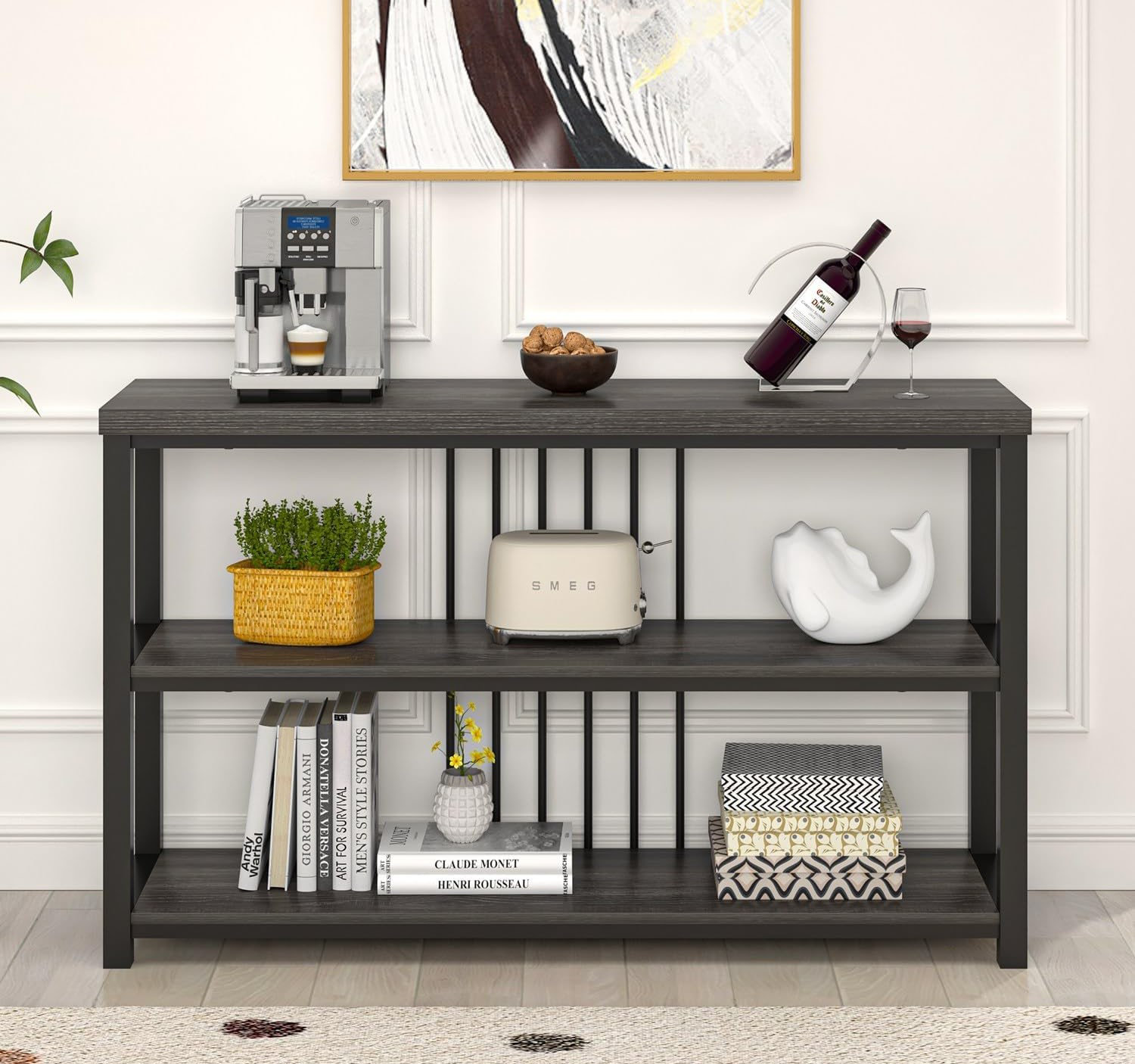 17 Stories Console Table, Modern Sofa Console Table with 3 Tier Storage ...