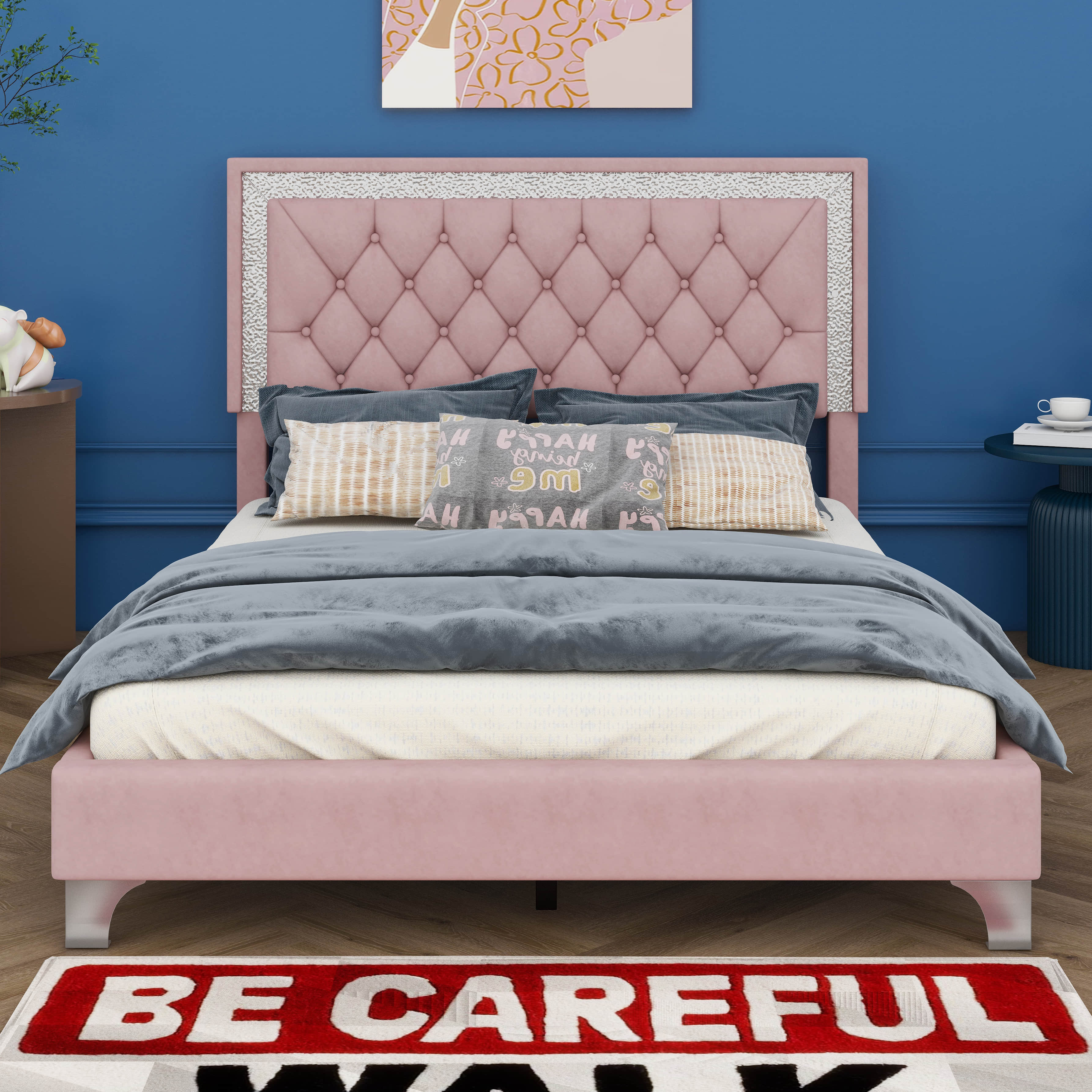 Mercer41 Full Size Upholstered Bed Frame With LED Lights | Wayfair