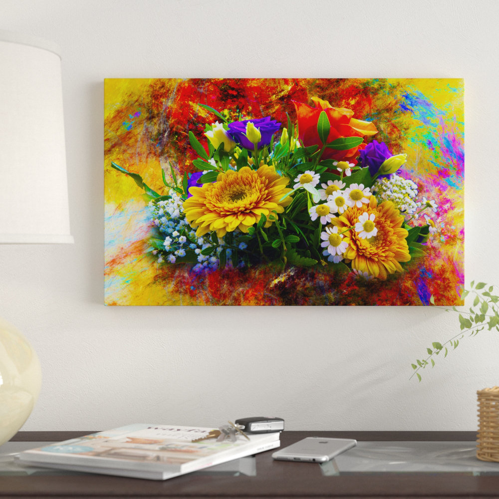 Winston Porter 'Sarah Flowers' Oil Painting Print on Wrapped Canvas ...