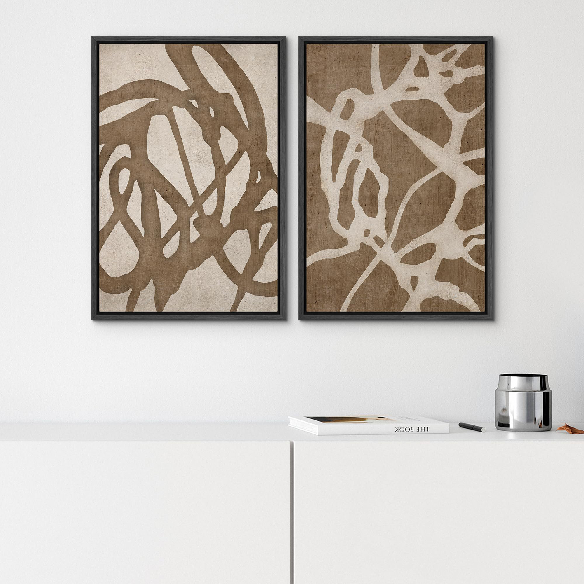 wall26 Natural Flow Abstract Earth Tone Organic Shapes Cozy Neutral ...