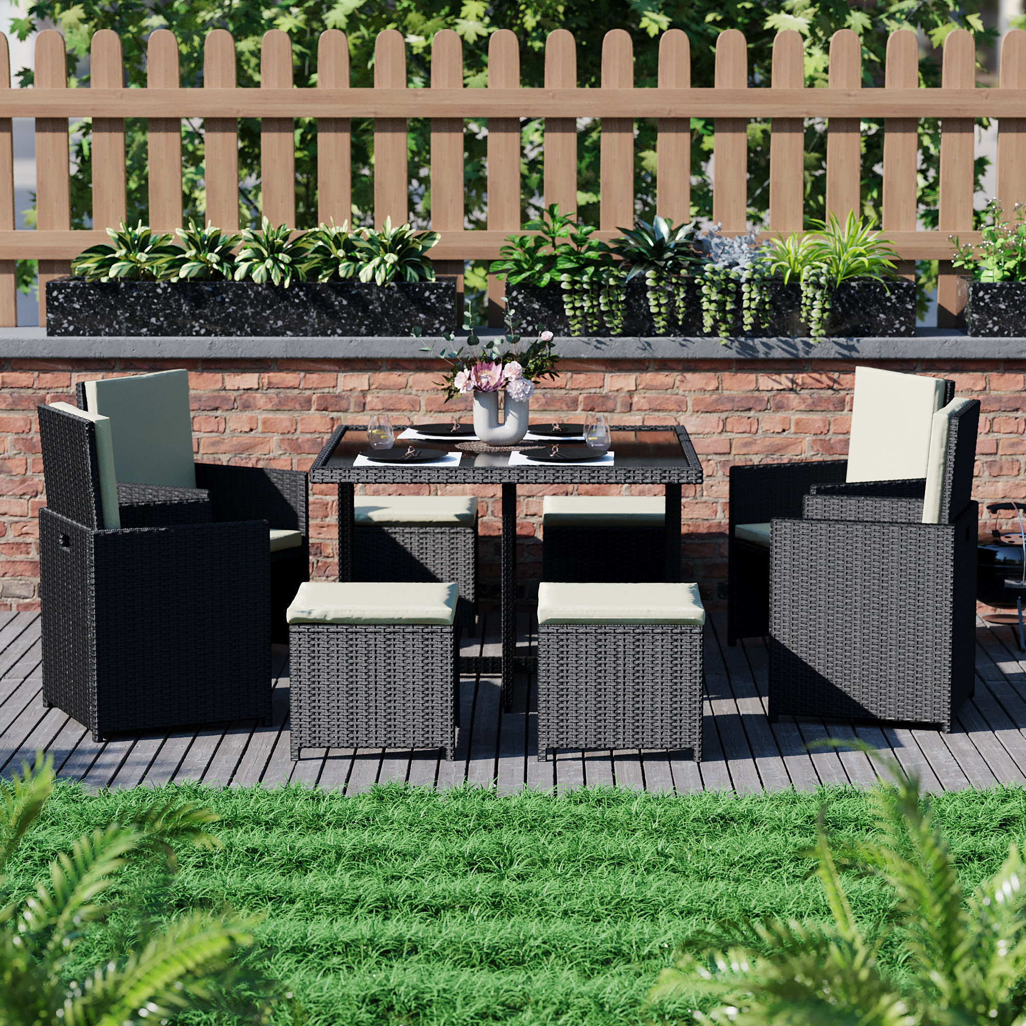 Sol 27 Outdoor Parkson 8-Seater Dining Set with Cushions, UKFR ...