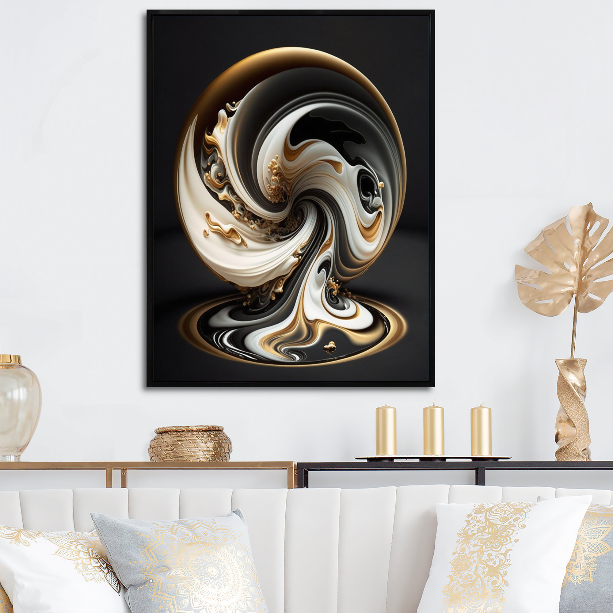 Wade Logan® Gold and Black Stained Glass Spiral V - Print on Canvas ...