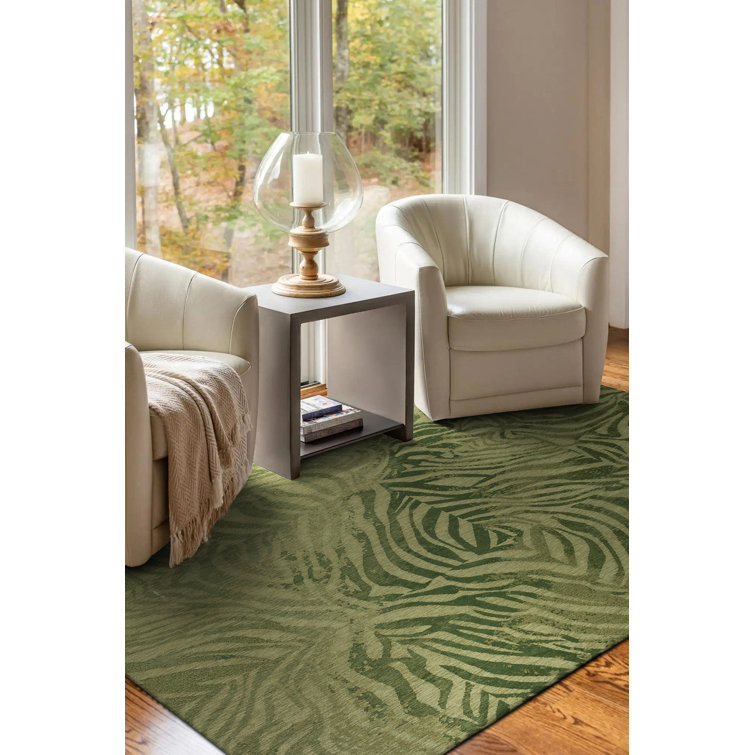 Beneffito Zebra Machine Woven Flatweave Green Area Rug | Wayfair.co.uk