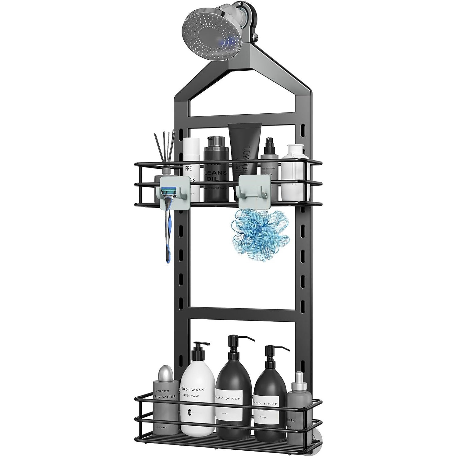 Latitude Run® Hanging Shower Caddy, 2 Tier Adjustable Basket Over ...