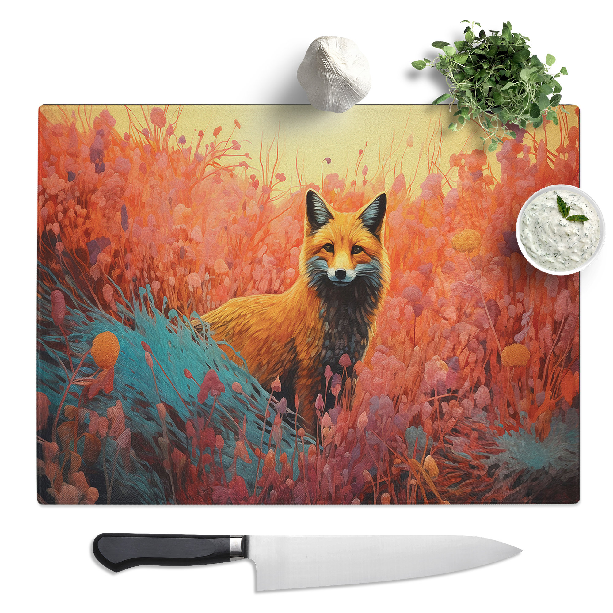 Big Box Art Fox Colour Field Glass Chopping Board | Wayfair.co.uk