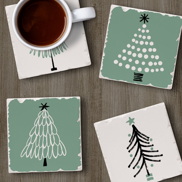 The Holiday Aisle® Scandinavian Trees 4-Pack Assorted Tumbled Tile ...