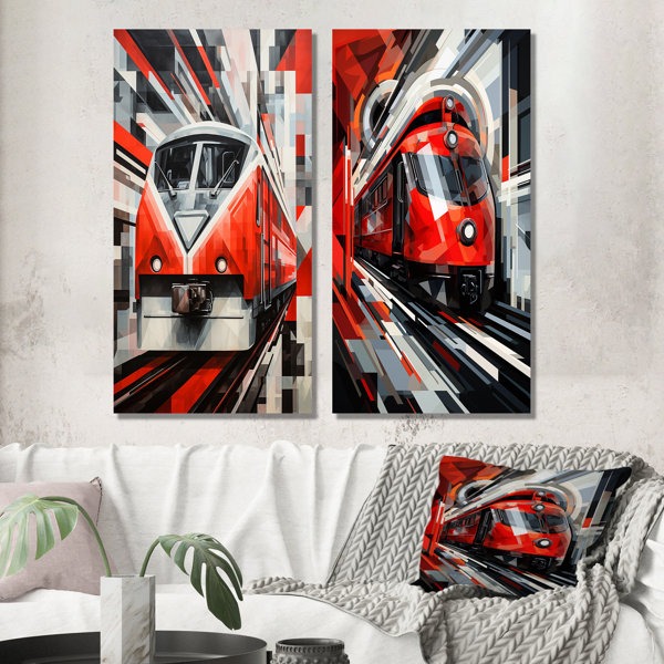 Latitude Run® " Train Geometric Momentum III " 2 - Pieces on Canvas ...