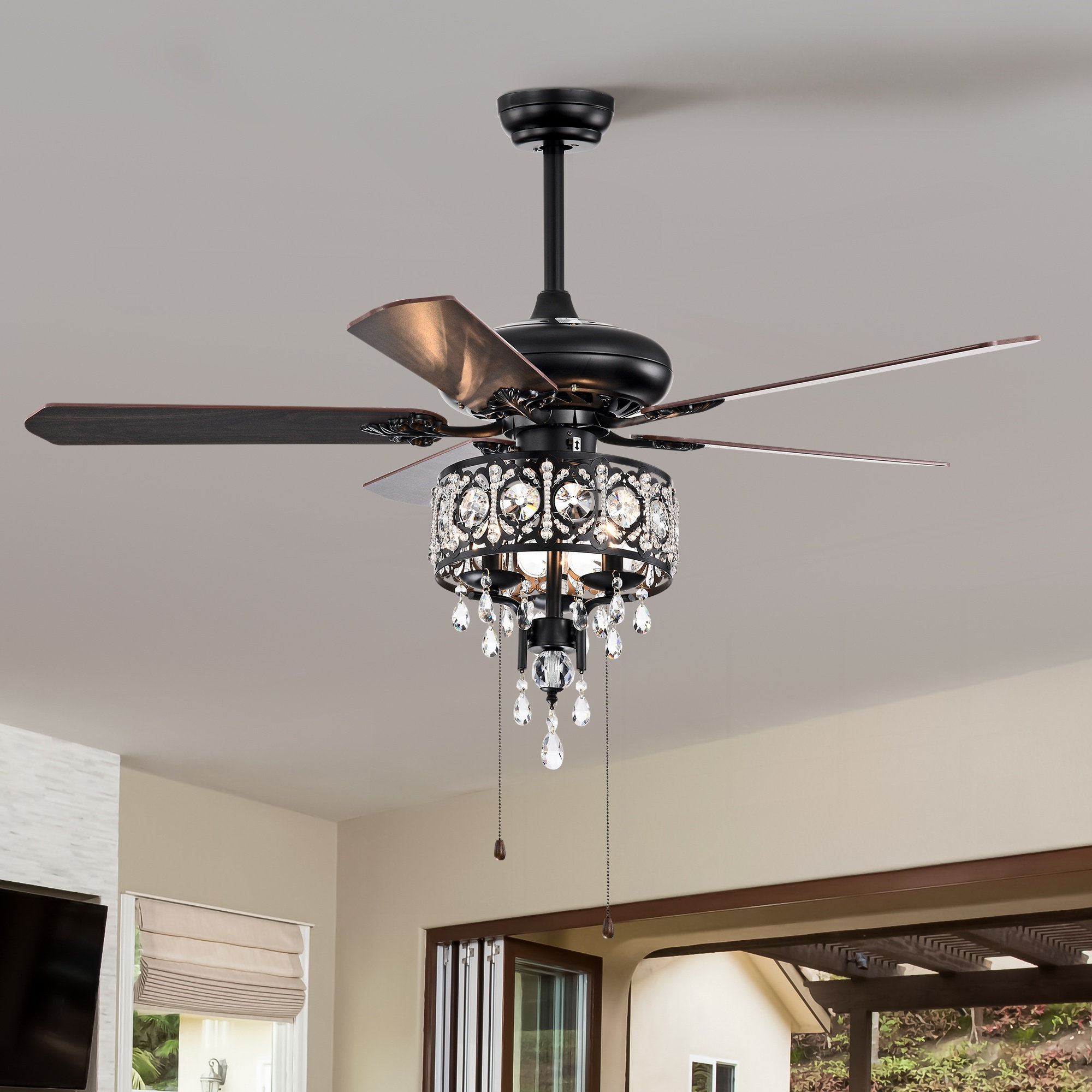 House of Hampton® Crystal Shade Ceiling Fan Lamp | Wayfair
