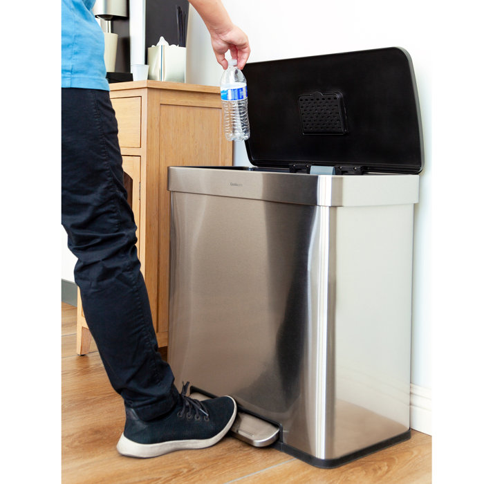 Qualiazero 16 Gallons Steel Step On Multi-Compartments Trash ...