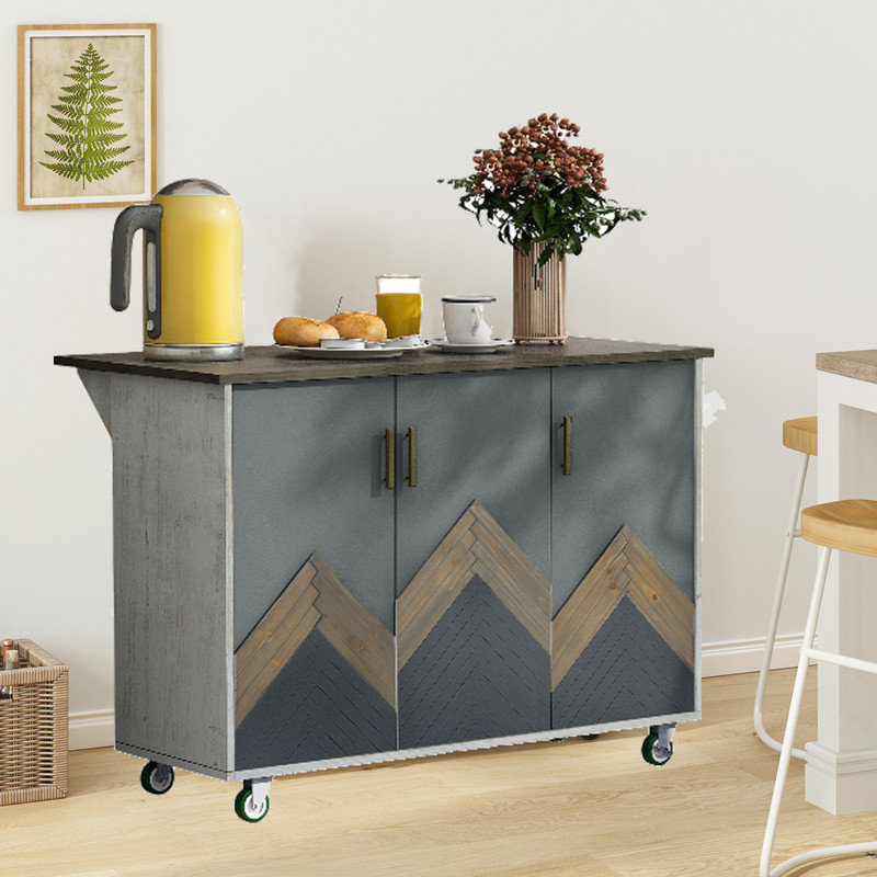 Union Rustic Izuma Rolling Kitchen Island with Manufactured Wood Top ...