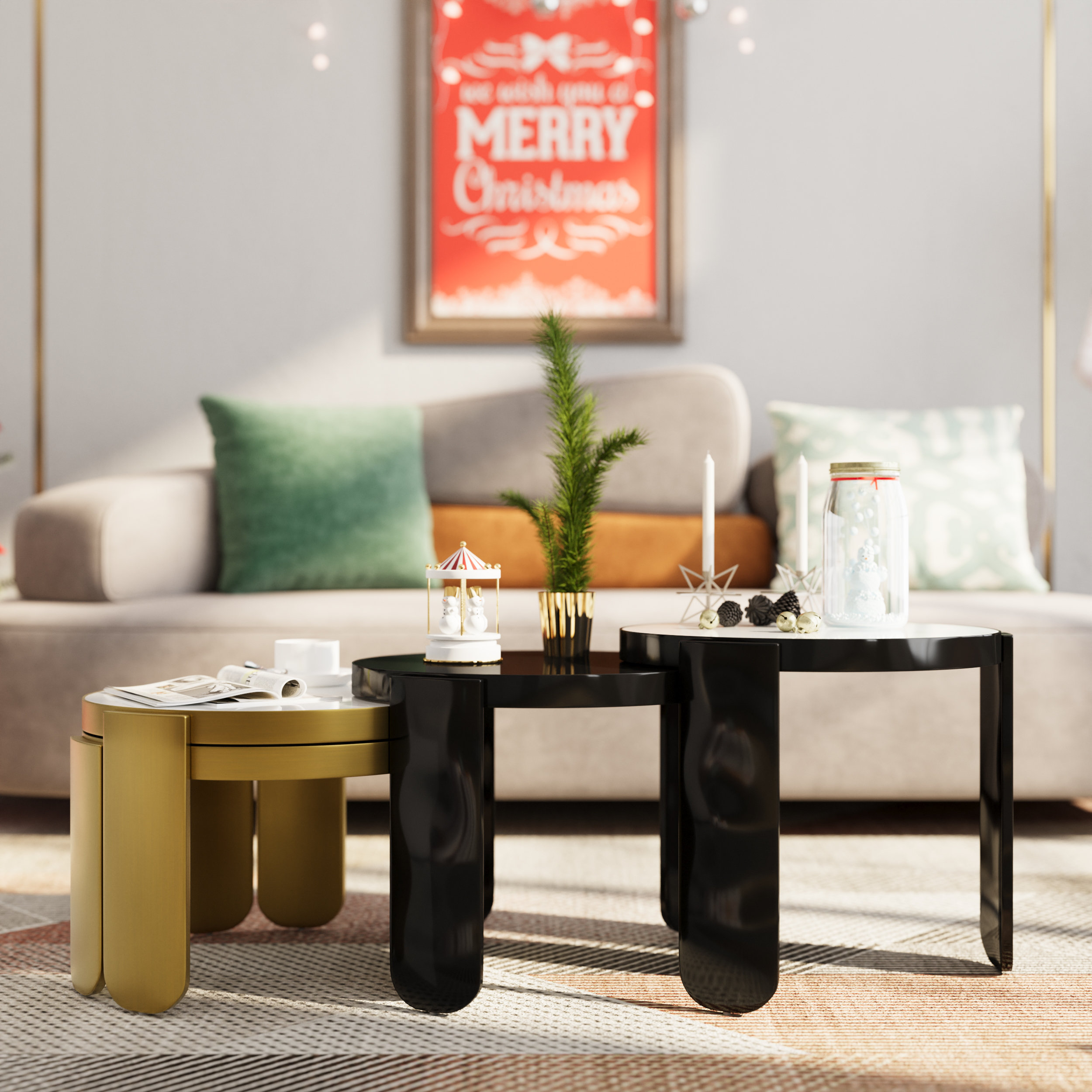 Brayden Studio® 4 In 1 Glass Coffee Table, 4 Pieces Round Nesting ...