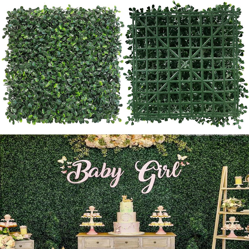 MAXAYA Grass Wall Panels, 10"X 10"(8Pcs) 4-Layer Artificial Boxwood Fau ...