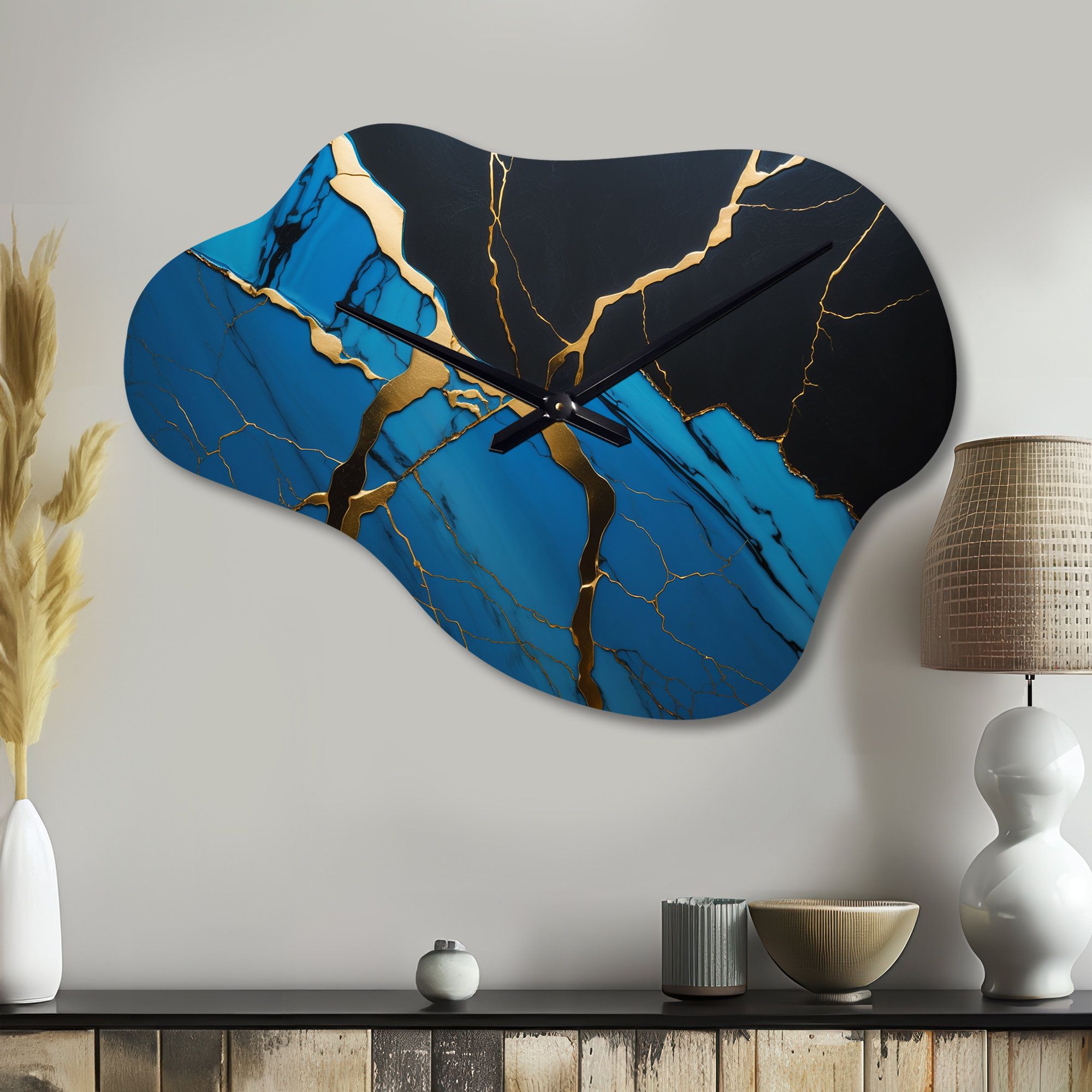 East Urban Home Corkum Abstract Geode Blue II - Marble Asymmetrical ...