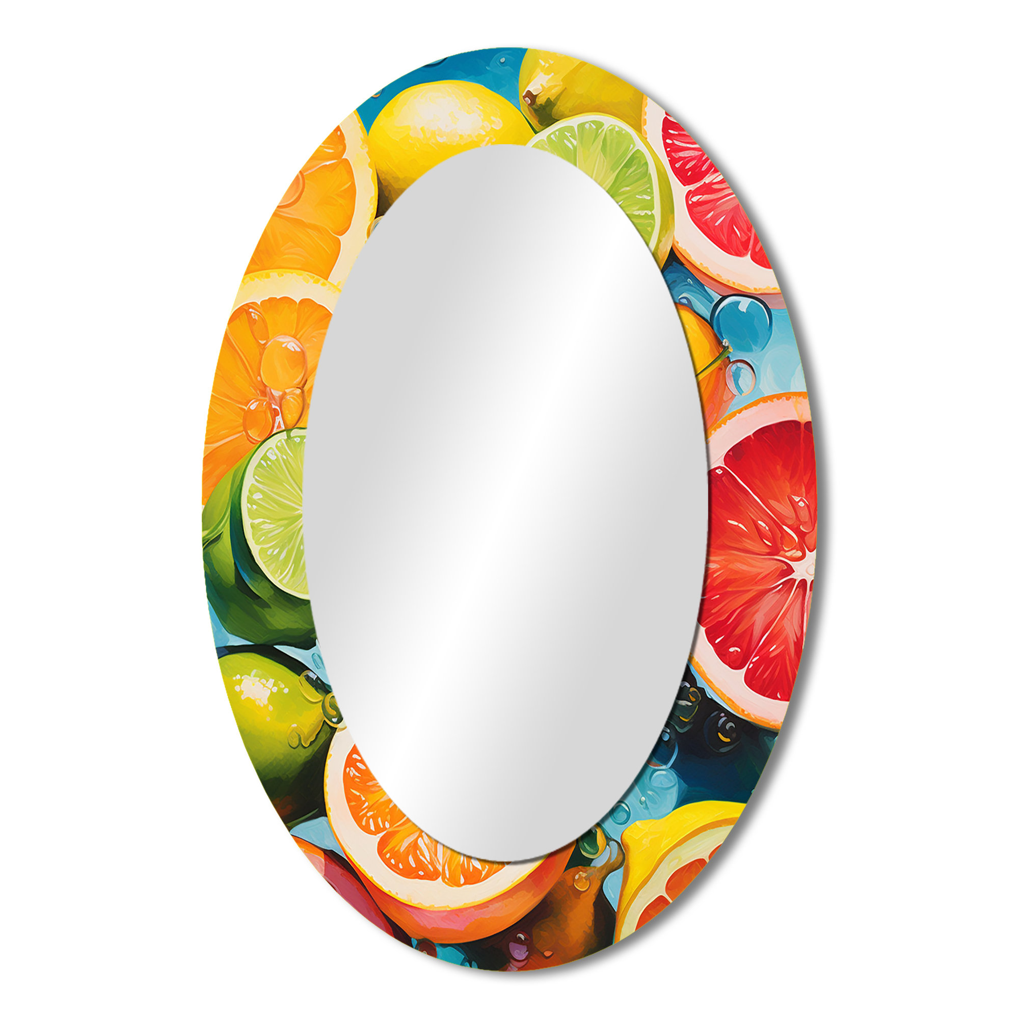 Dakota Fields Food Citrus Collage Popart - Large Oval Wall Mirror On ...