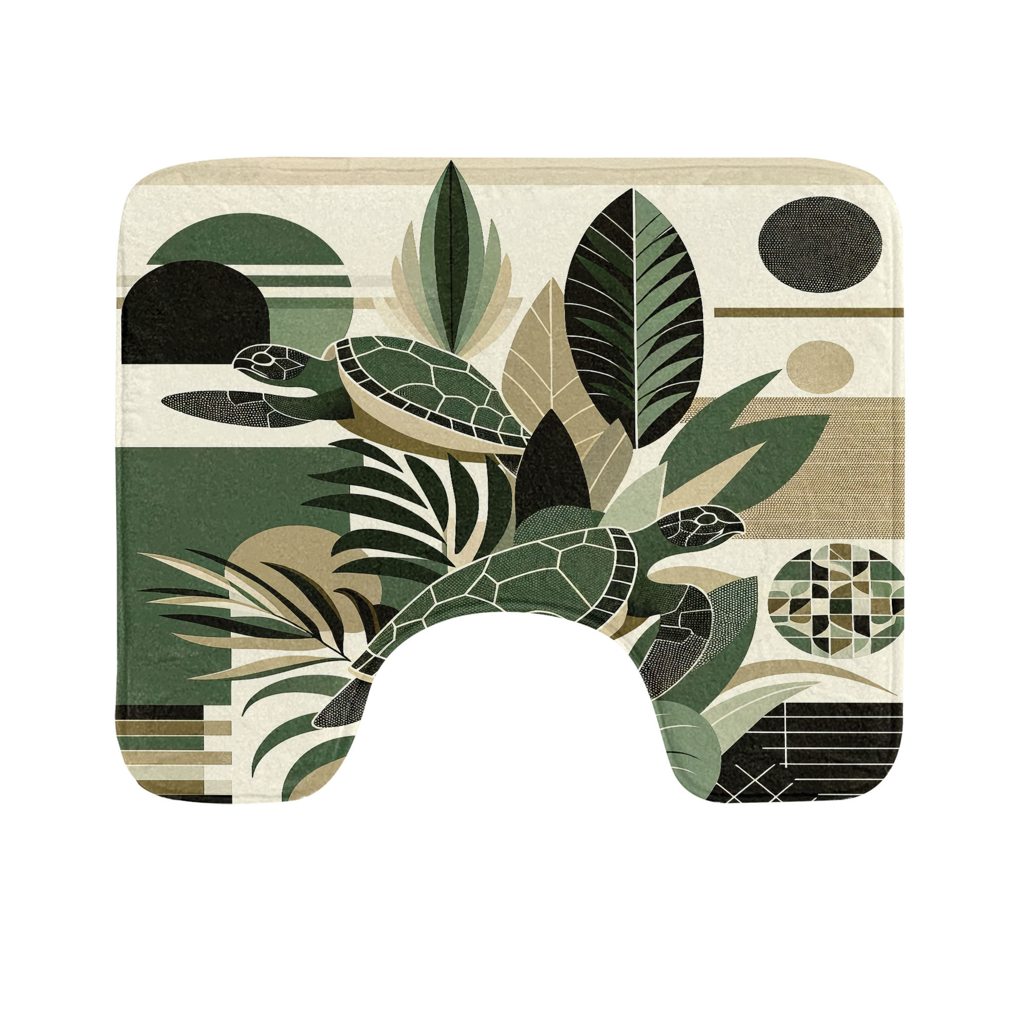 East Urban Home Turtle Toilet Mat U-Shape Bathroom Rug 20" Reseda Green ...