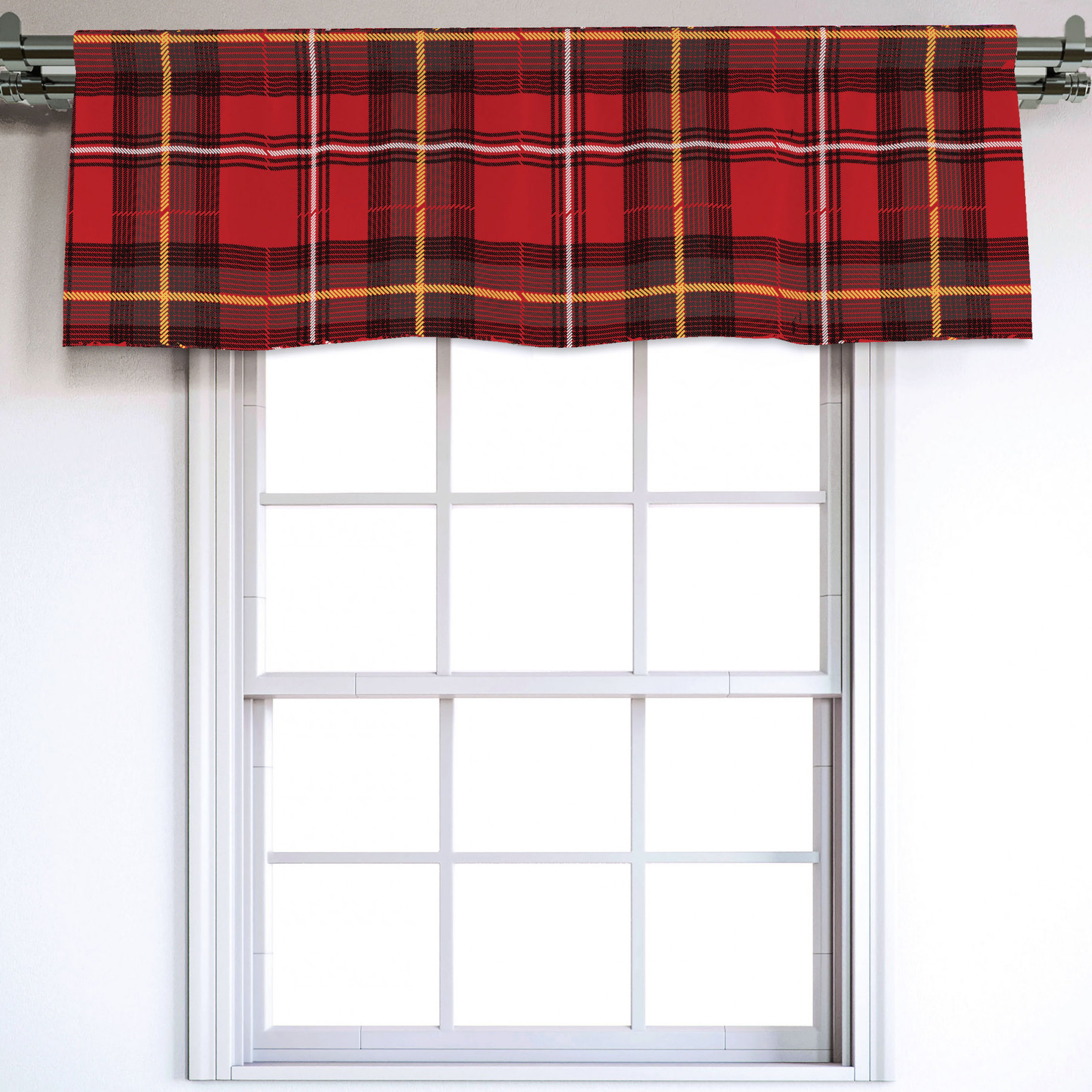 East Urban Home Plaid 54" Window Valance | Wayfair