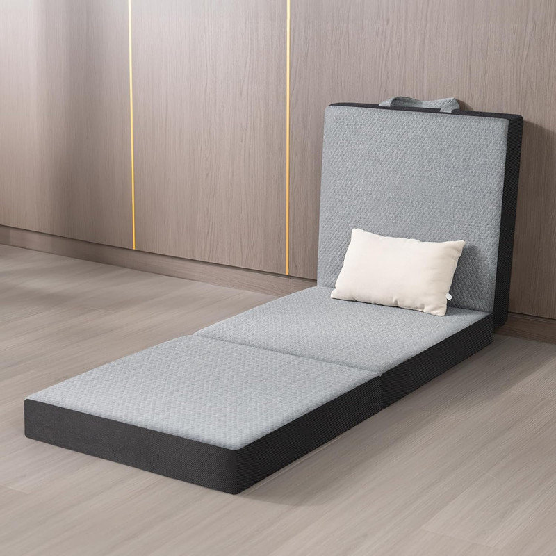 Alwyn Home Tri-fold 4'' Memory Foam Mattress, Foldable Futon Mattress ...