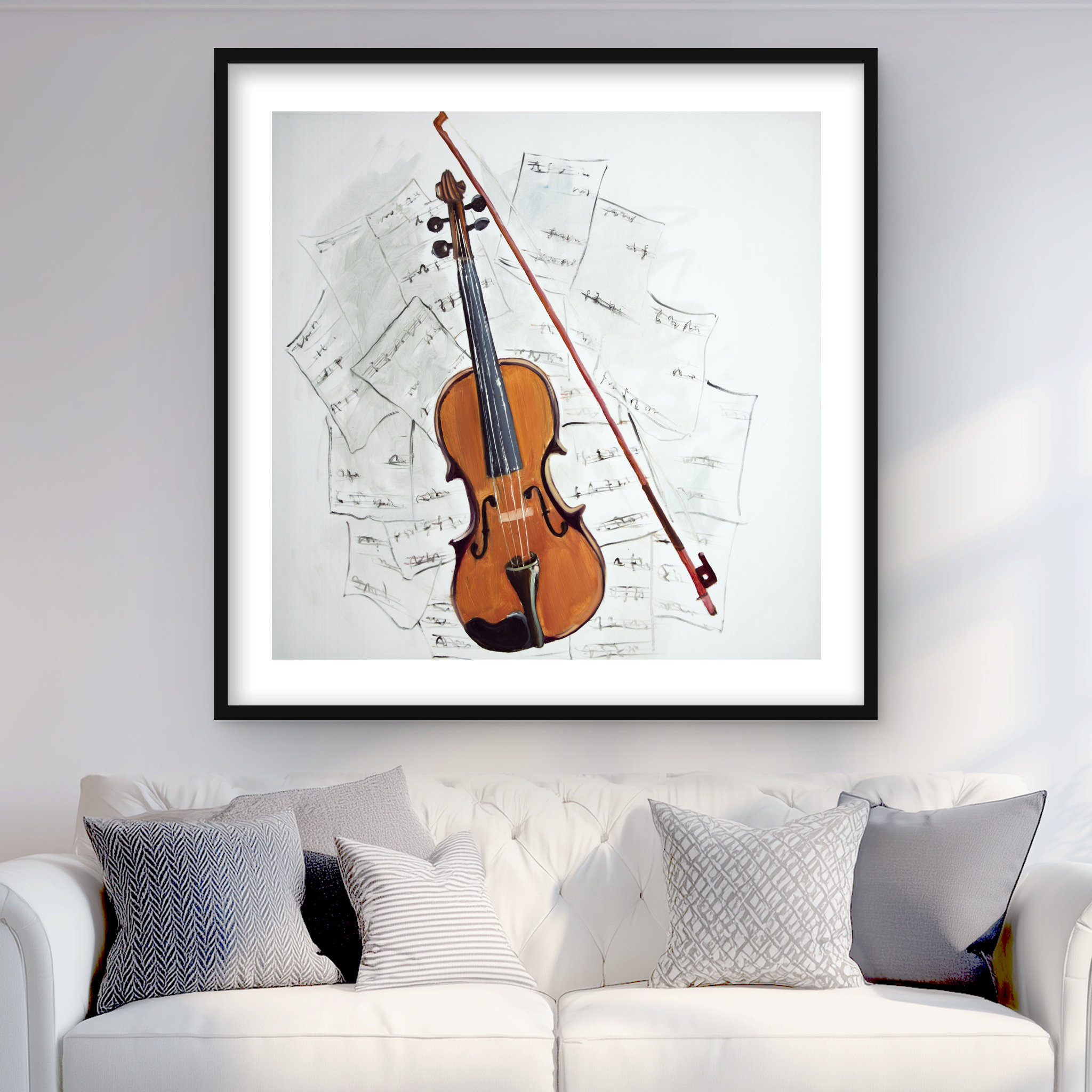 Lark Manor™ Violin on Music Sheet - Framed Matted Print for Home Decor ...
