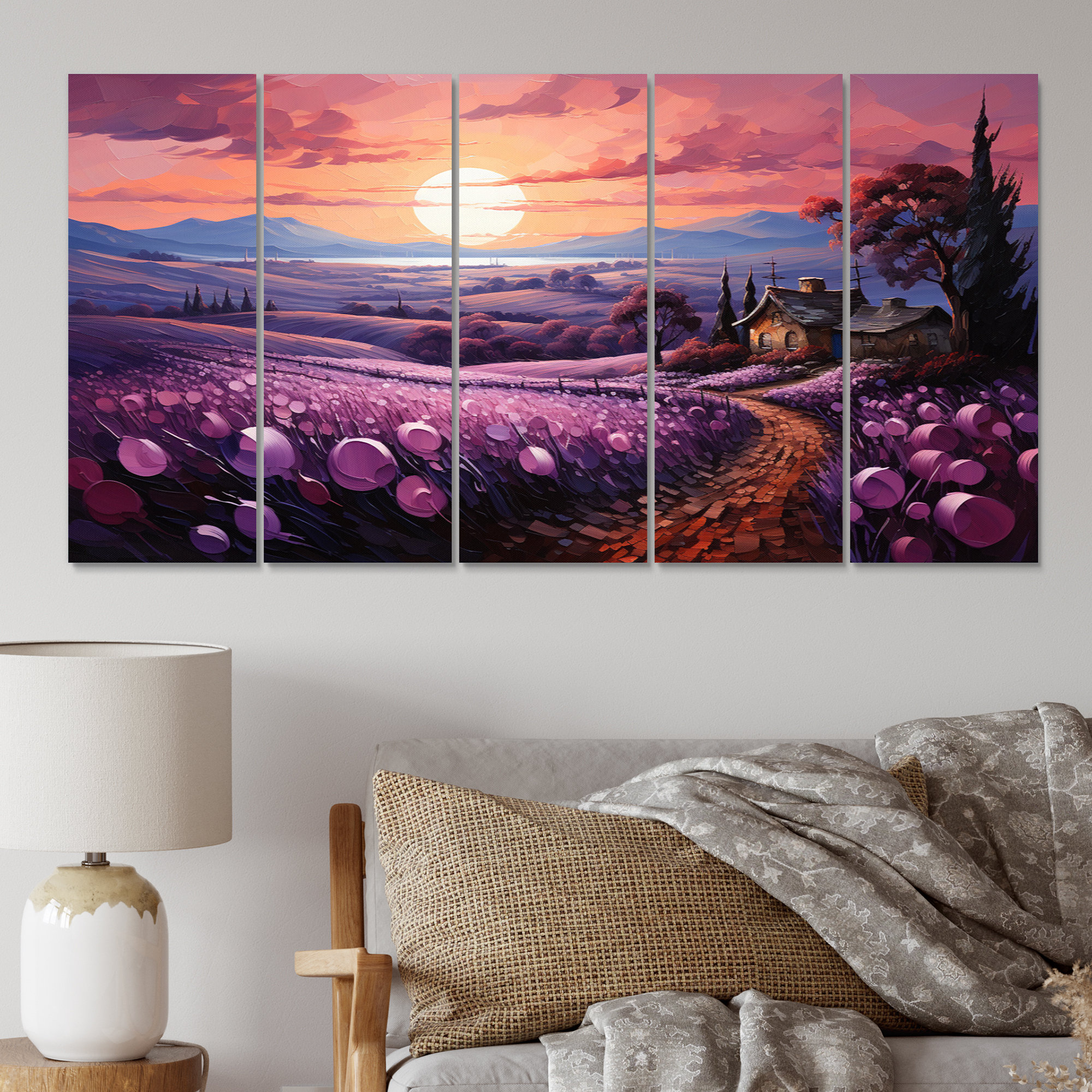 Design Art Countryside Lavender Landscape Patchwork I - Landscapes ...