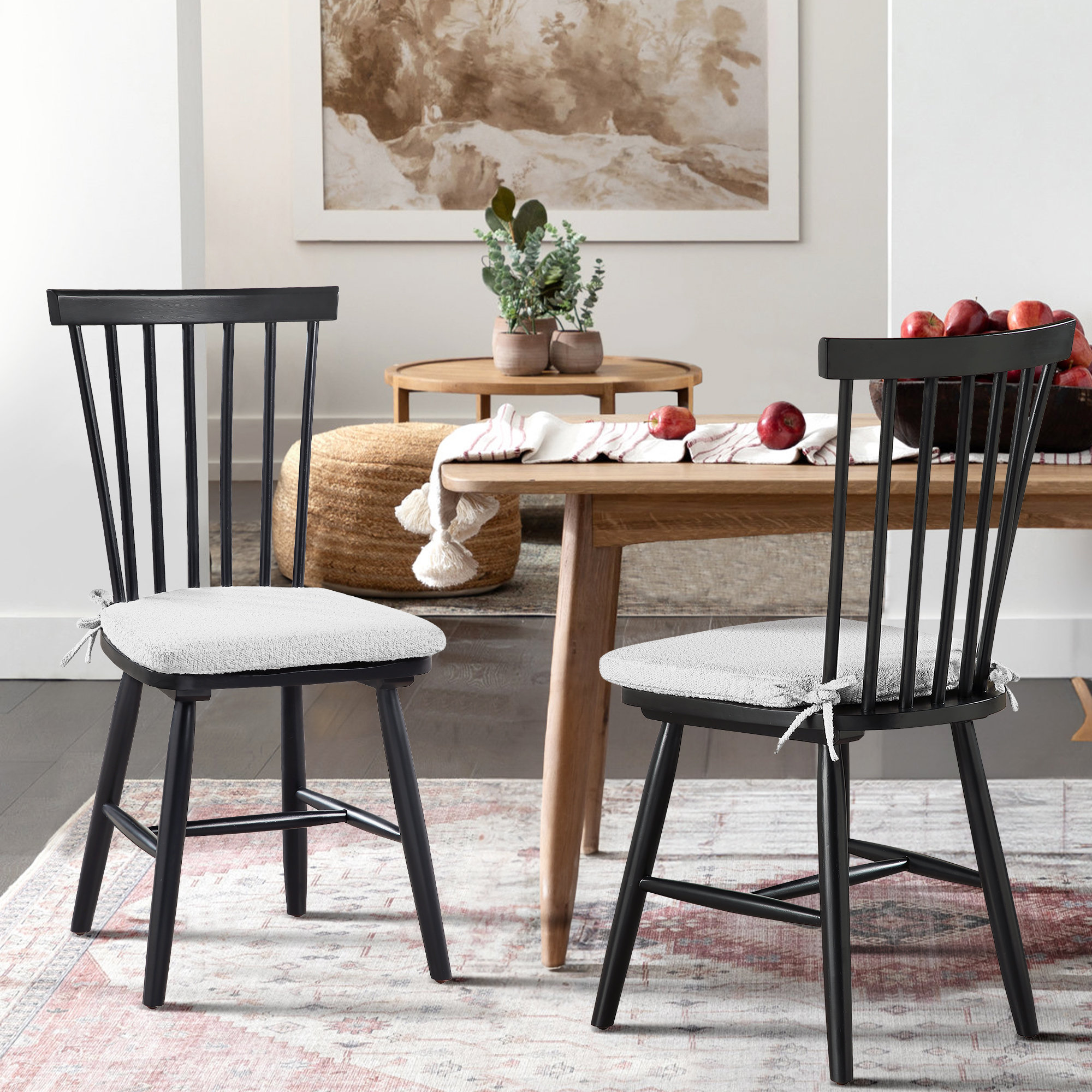 George Oliver Windsor Back Solid Wood Dining Chair Side Chairs with Upholstered cushion Reviews Wayfair