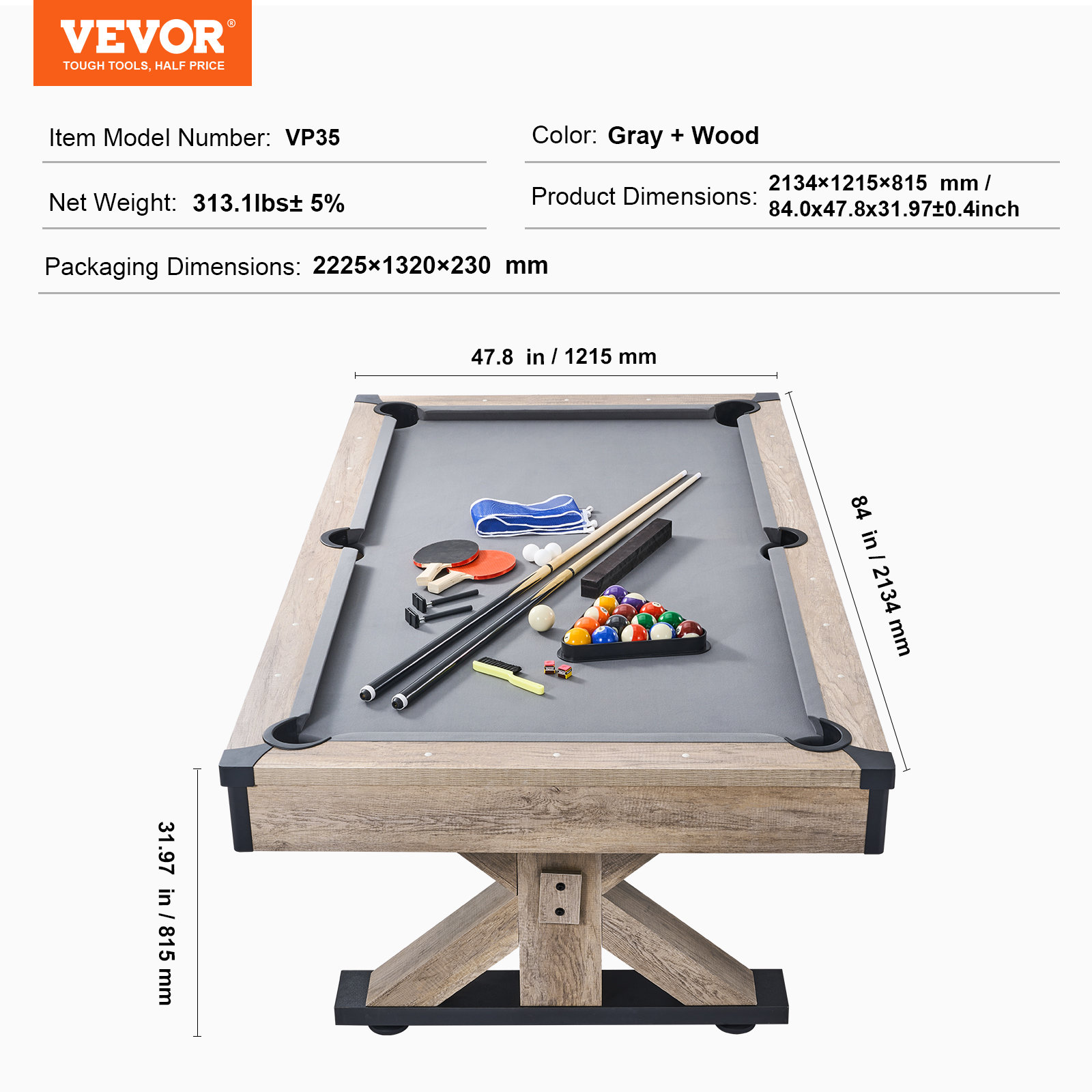 VEVOR 7 ft. Multi Game Pool Table with Leg Levelers & Reviews | Wayfair