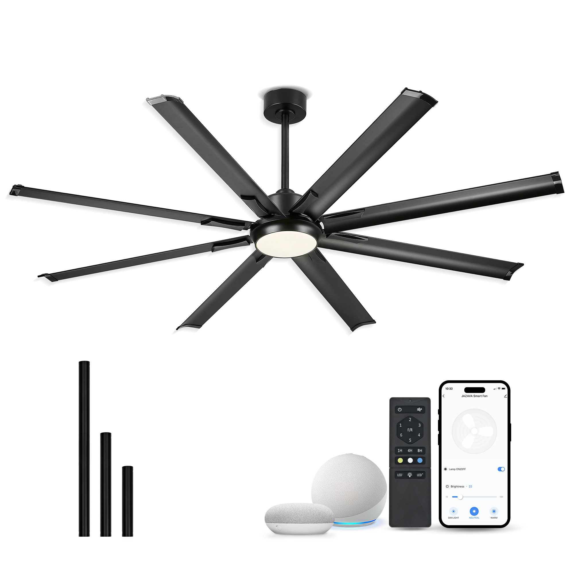 Latitude Run® 72 Inch Ceiling Fan With Lights And Remote Control | Wayfair