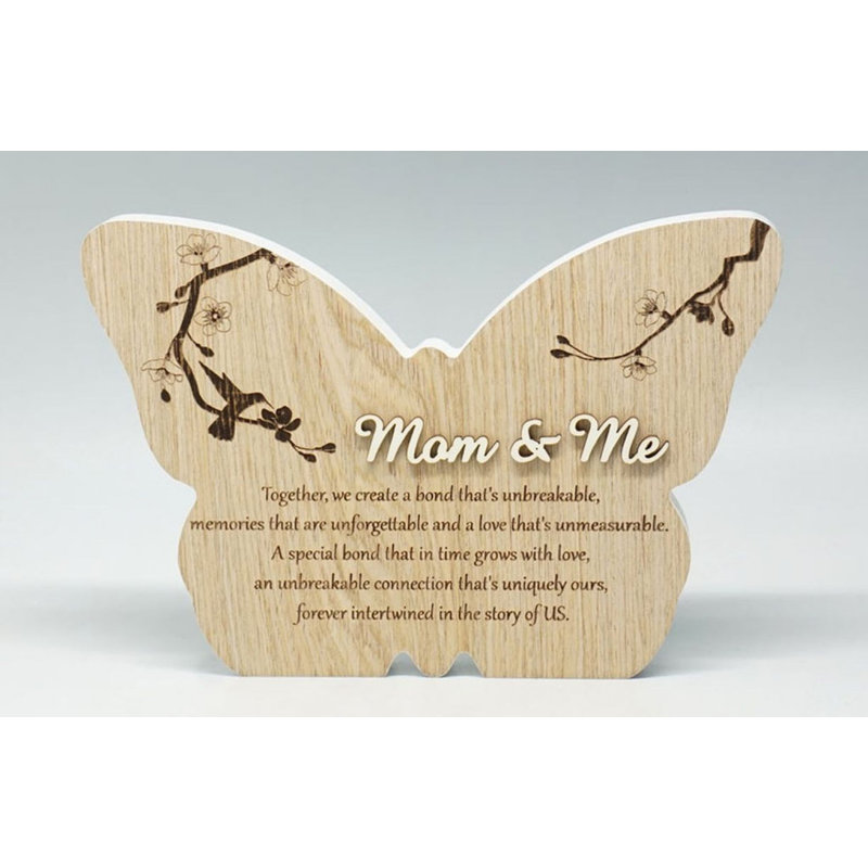 Trinx Mom & Me- Butterfly Shape With Saying Block Sign | Wayfair