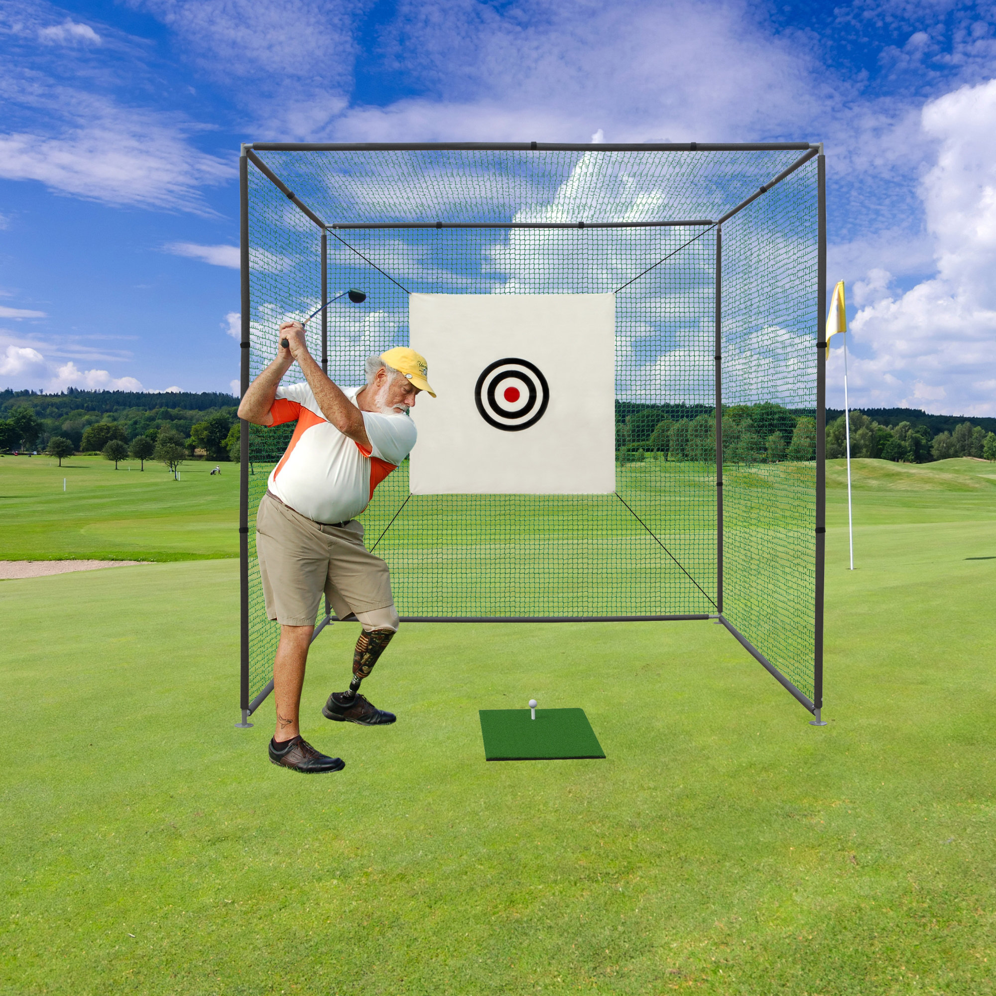 SenQWFa 10'x10'x10' Golf Practise Net Cage Metal Frame Hitting Kit ...