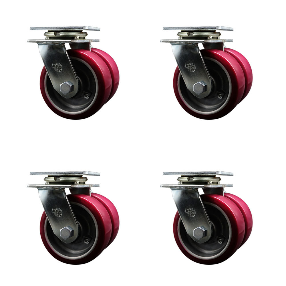 Service Caster 5 Inch Dual Poly on Aluminum Wheels Swivel Caster Set ...