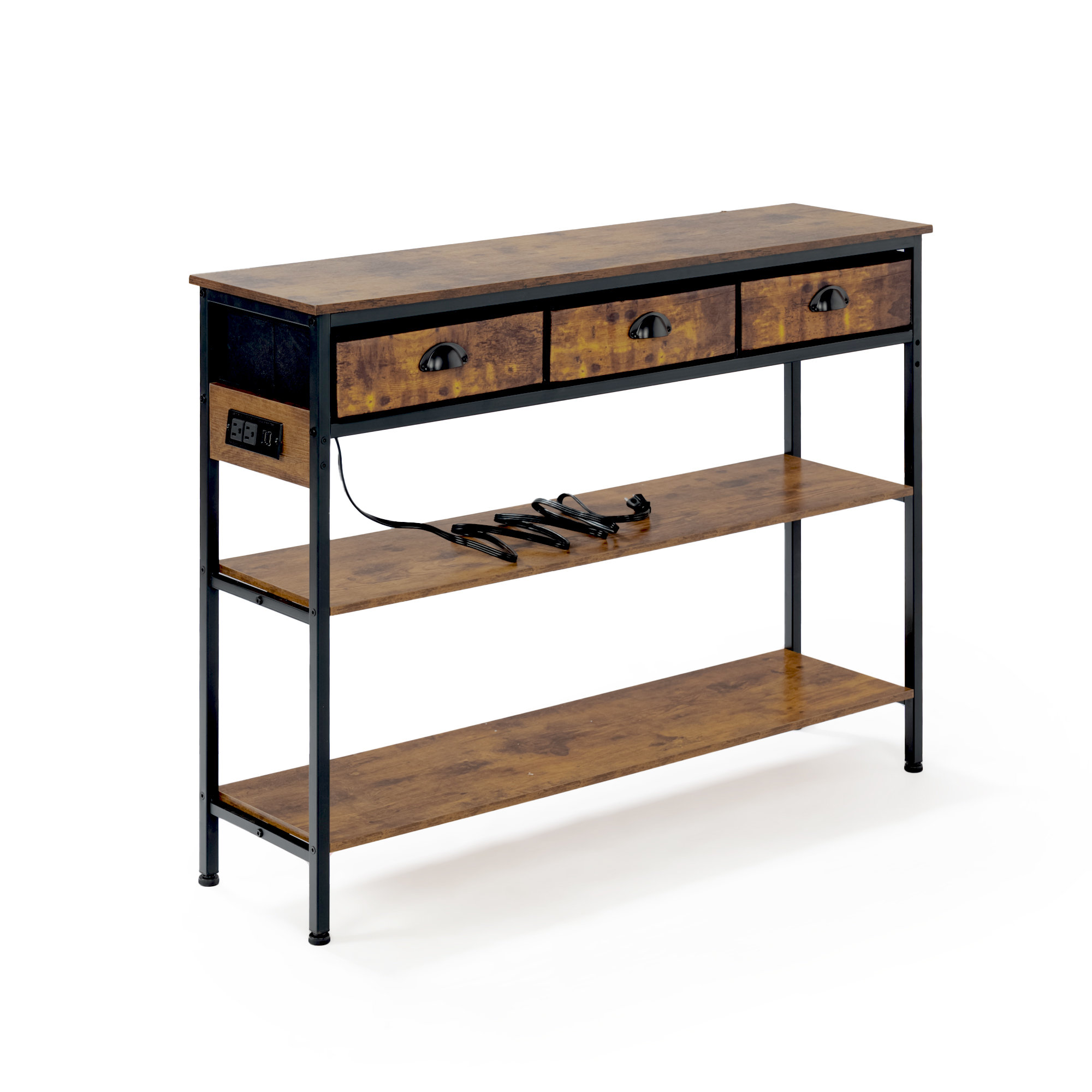 17 Stories Console Table With 2 Outlets And 2 USB Ports, Entryway Table ...