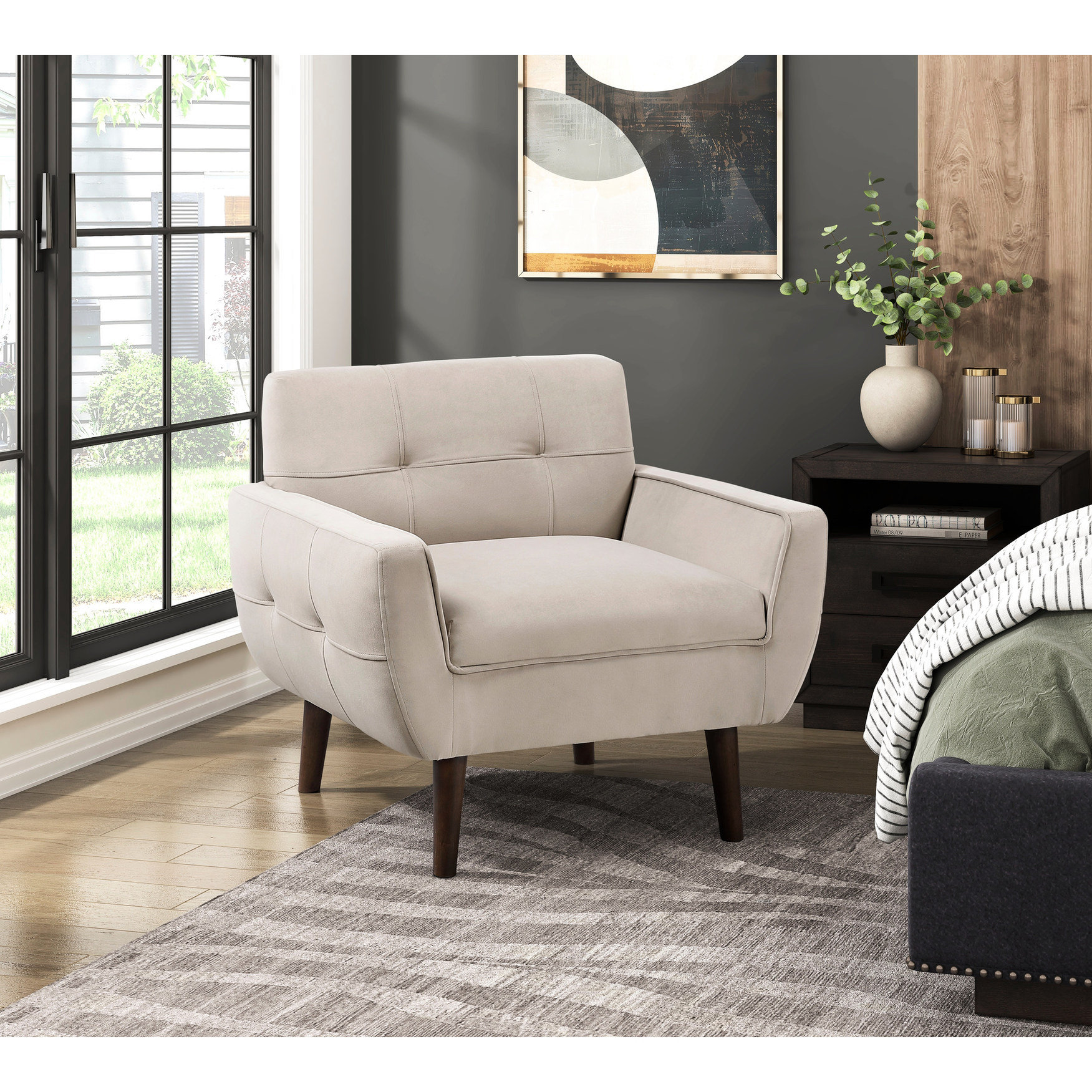 Orren Ellis Fauteuil d'appoint brun pour salon, fauteuil en velours ...